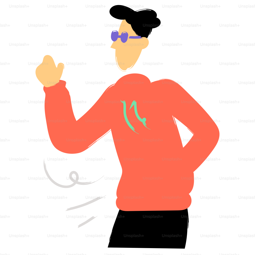 A cartoon person waves their hand enthusiastically. vector – Human ...
