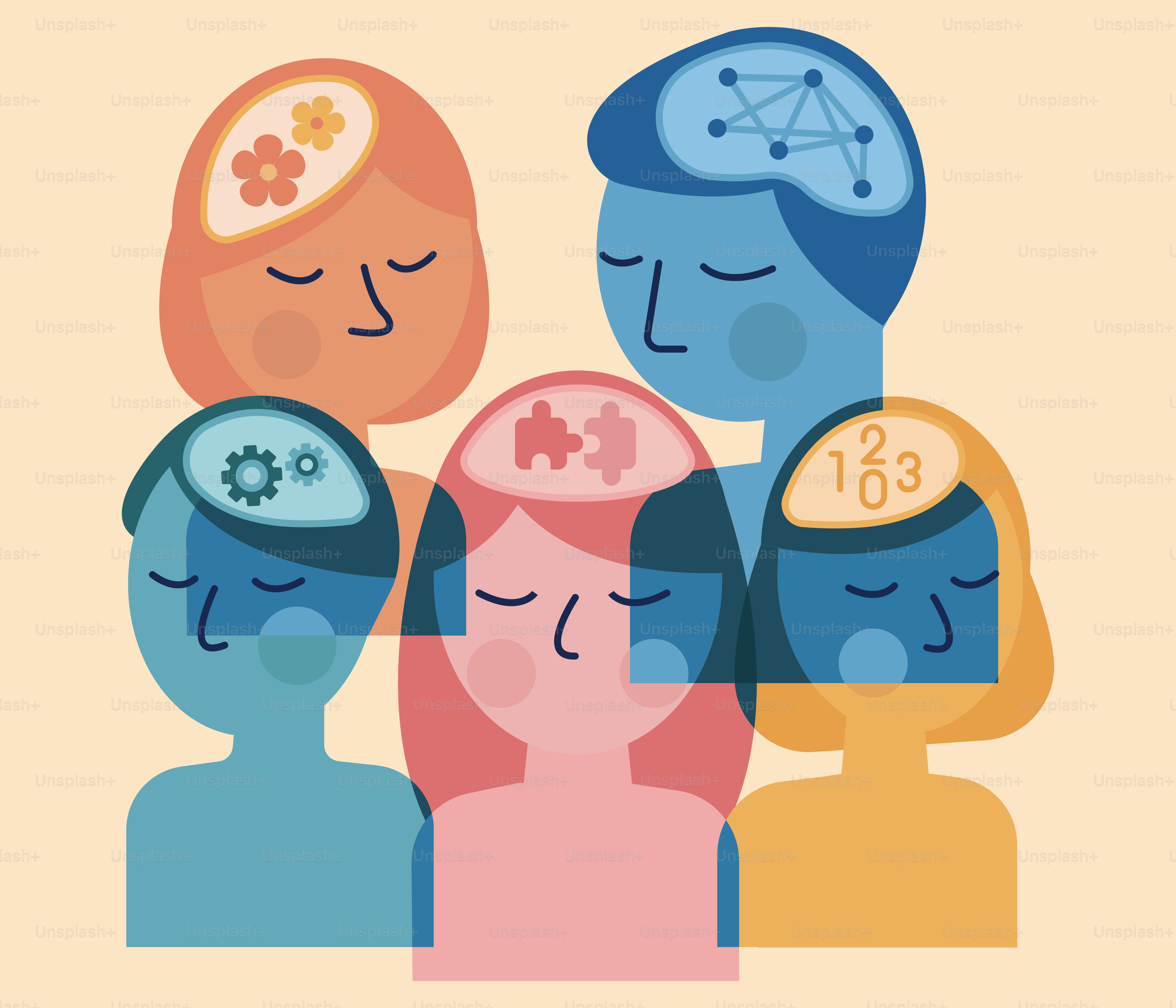 People's minds are filled with different thoughts. vector – Health ...