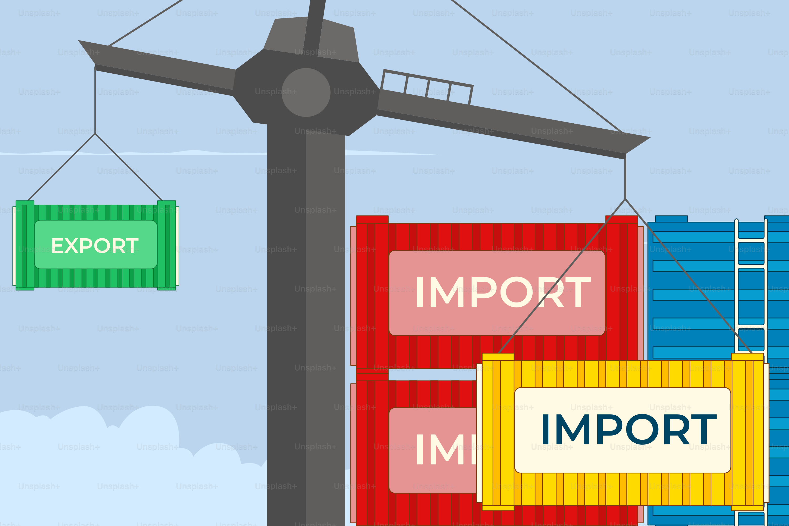 Shipping containers represent imports and exports. vector – Business ...