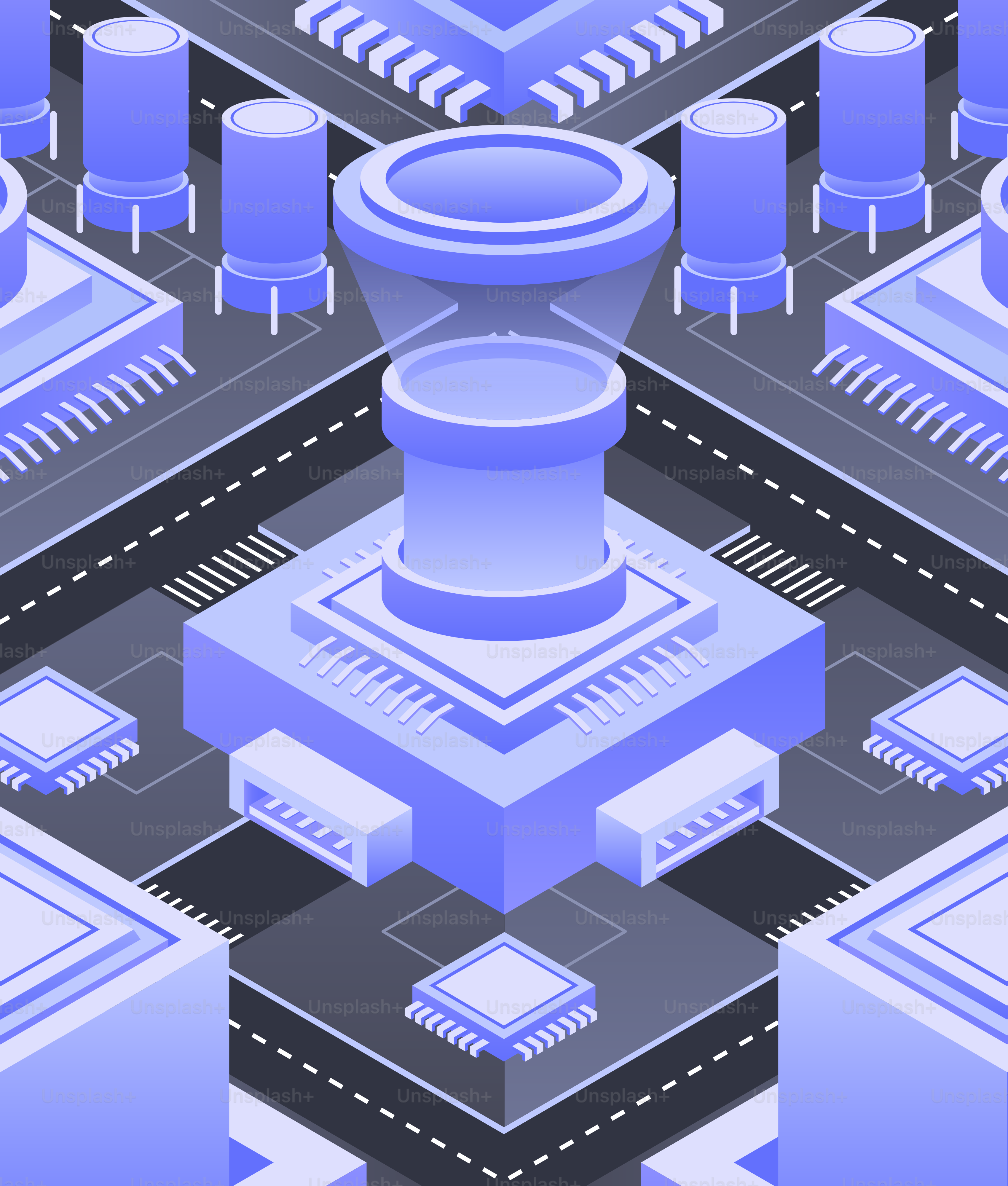 Isometric view of an abstract computer chip design. vector – Design ...