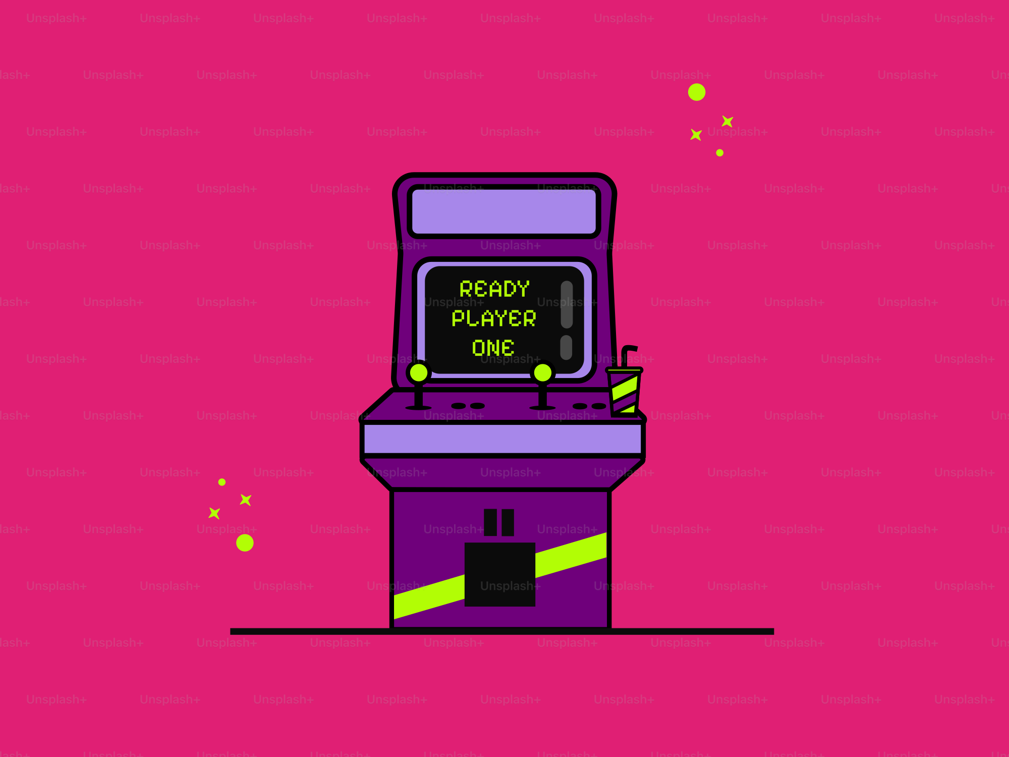 An arcade machine displays "ready player one." vector – Gaming Image on ...