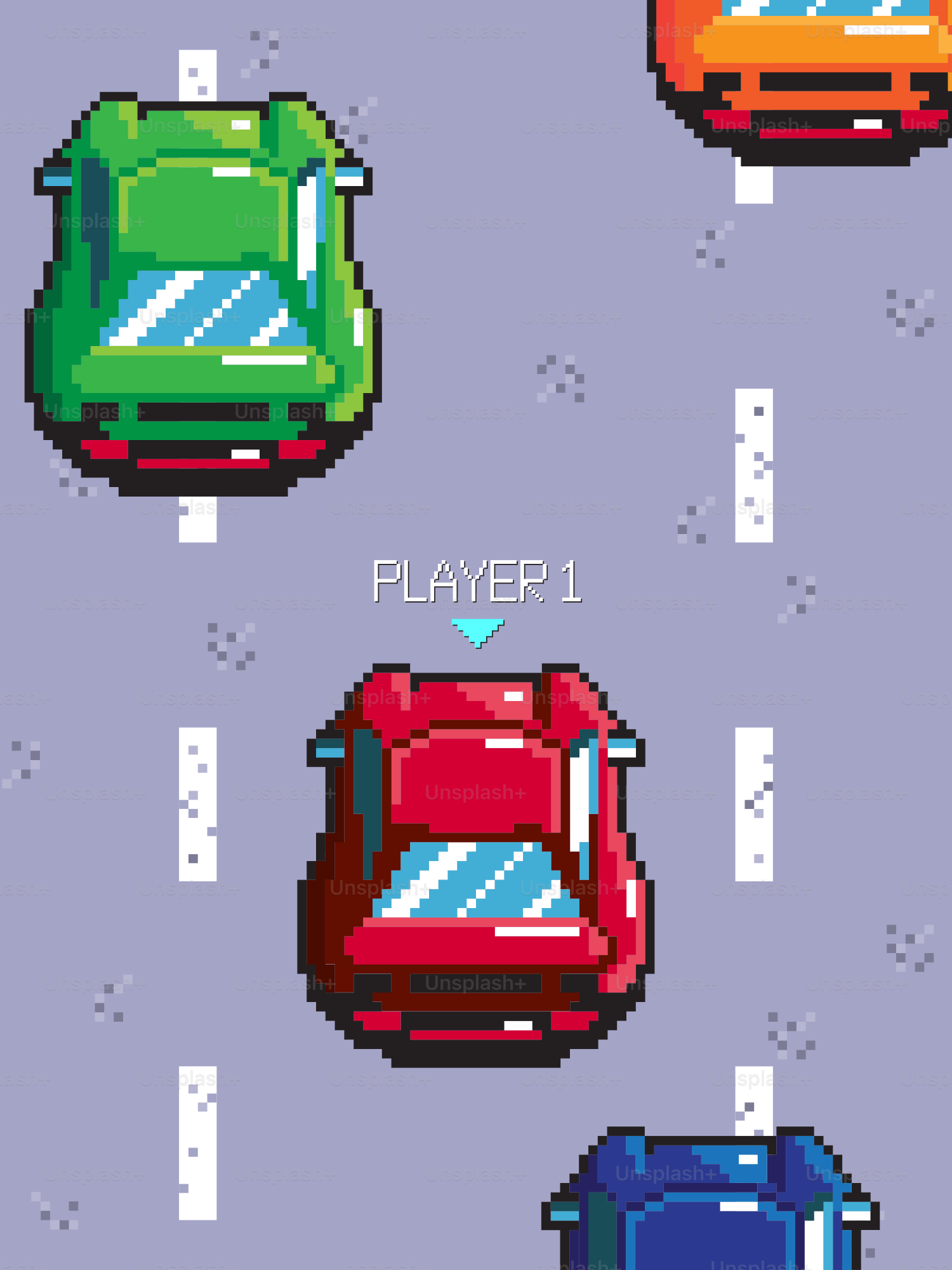 Cars are racing down a road in a pixelated style. vector – Car Image on ...