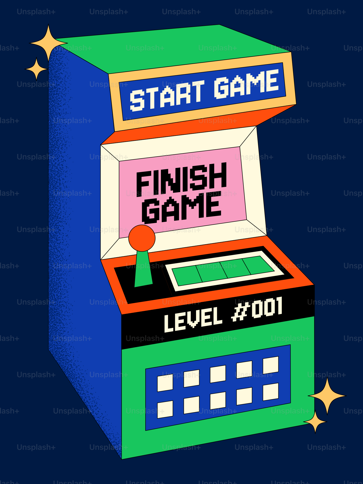 A colorful arcade game machine is ready to play. vector – Technology ...