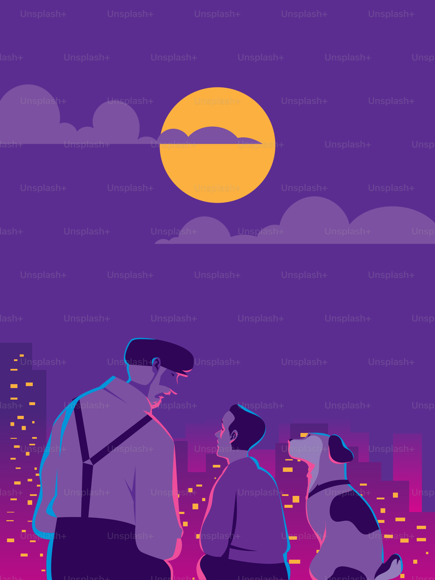 A man, boy, and dog watch the night sky. vector – Dog Image on Unsplash