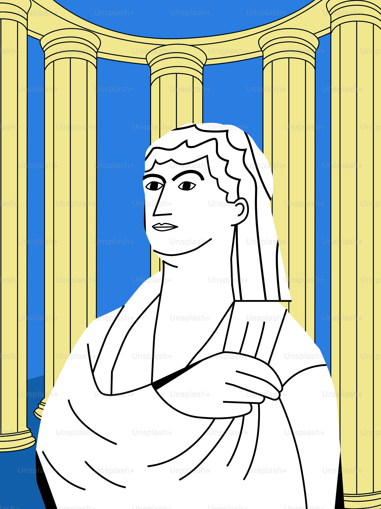 A cartoon bust of a greek philosopher. vector – Illustration Image on ...