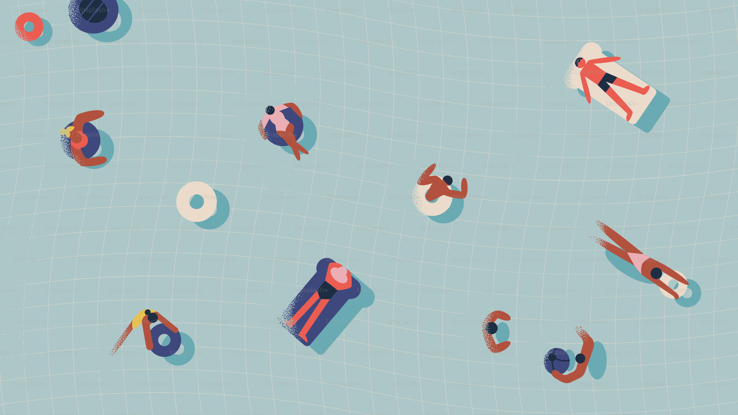 Vektor Orang-orang berenang dan bersantai di kolam renang. – Gambar ...