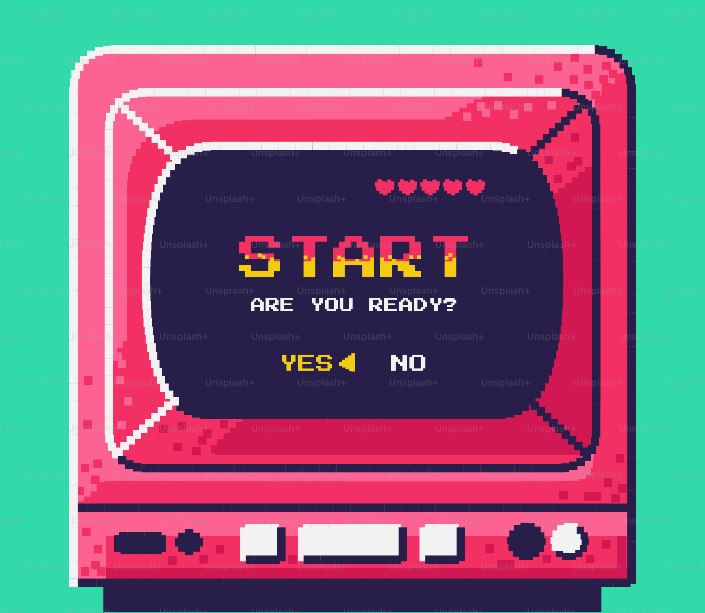 Retro-style video game "start" screen on tv. vector – Background Image ...