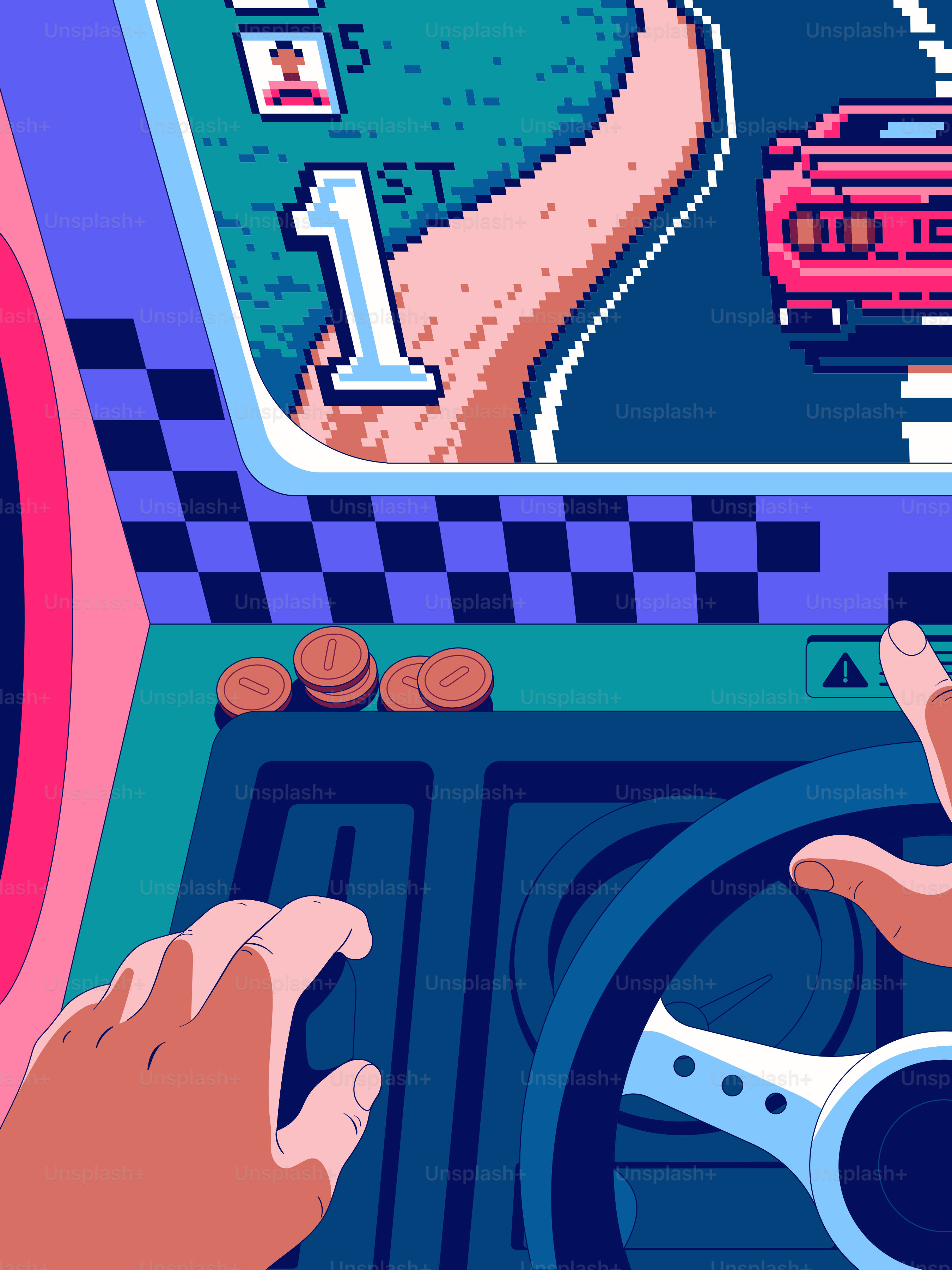 Playing a vintage arcade racing game. vector – 90s Image on Unsplash