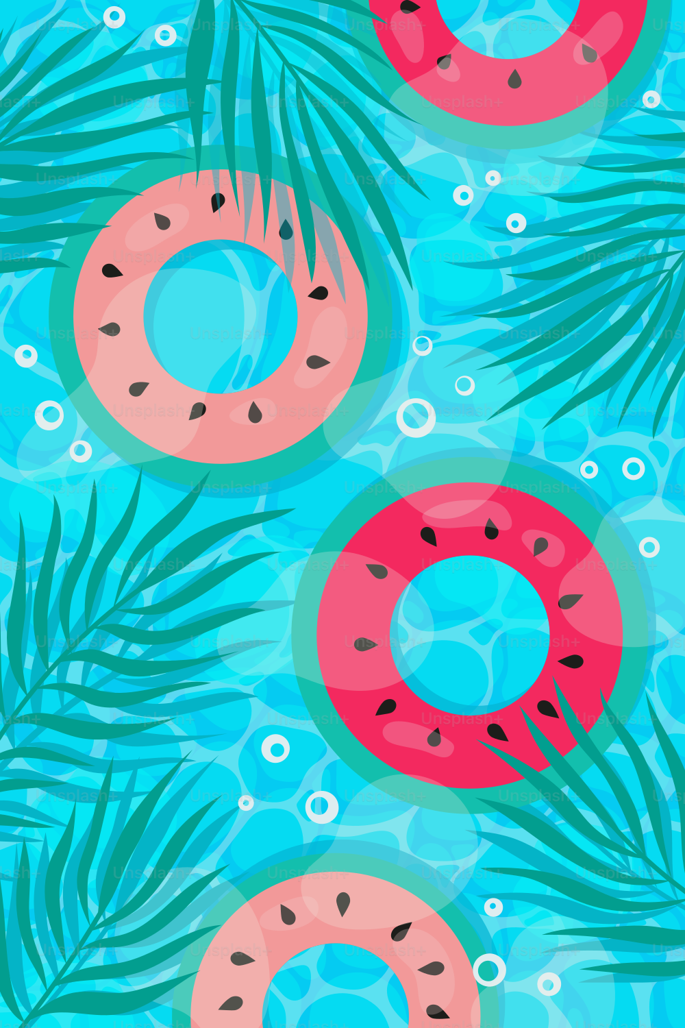 Two beach balls float in a cool, blue pool. vector – Summer Image on ...