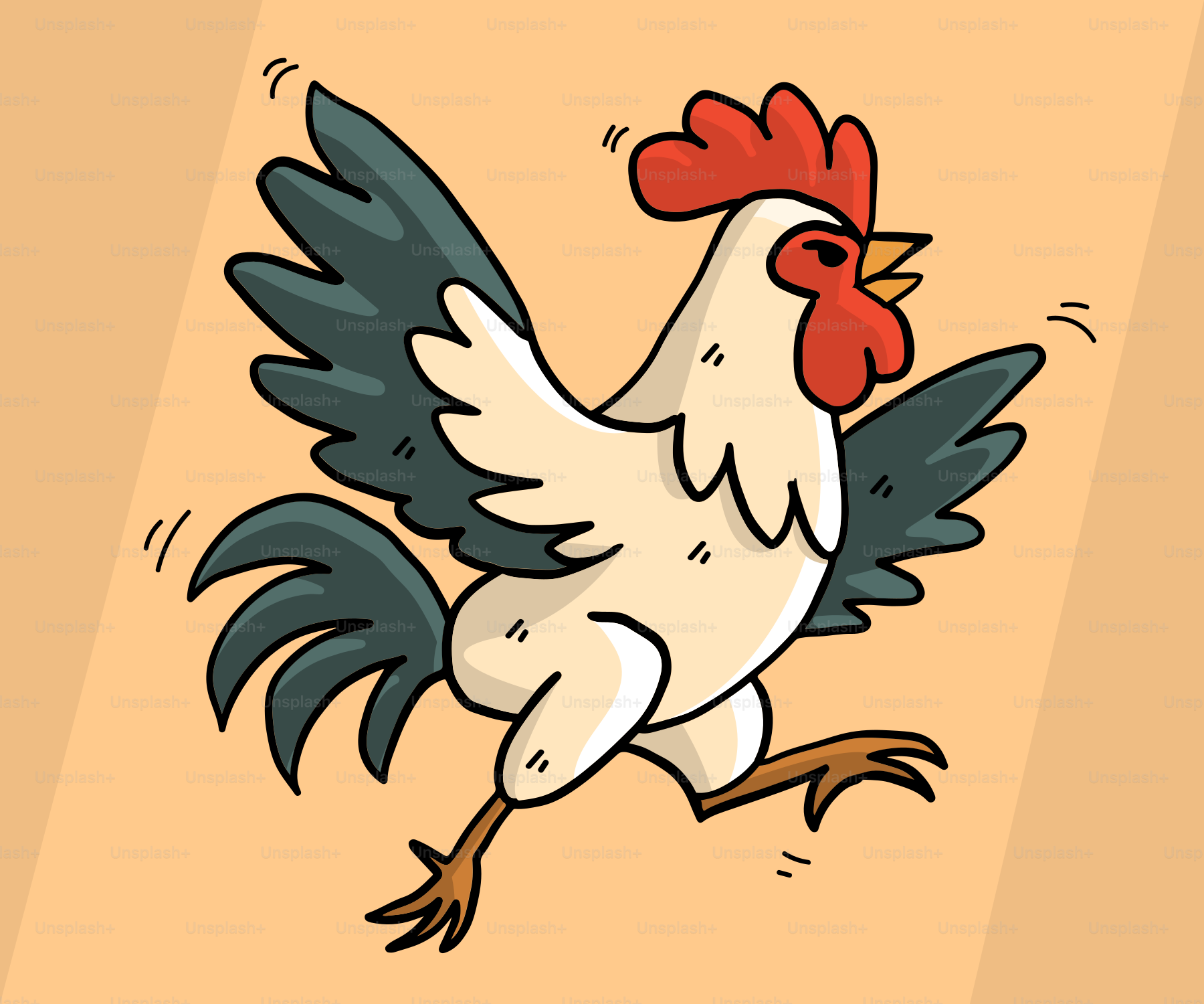 A cartoon rooster is running with its wings open. vector – Animal Image on Unsplash