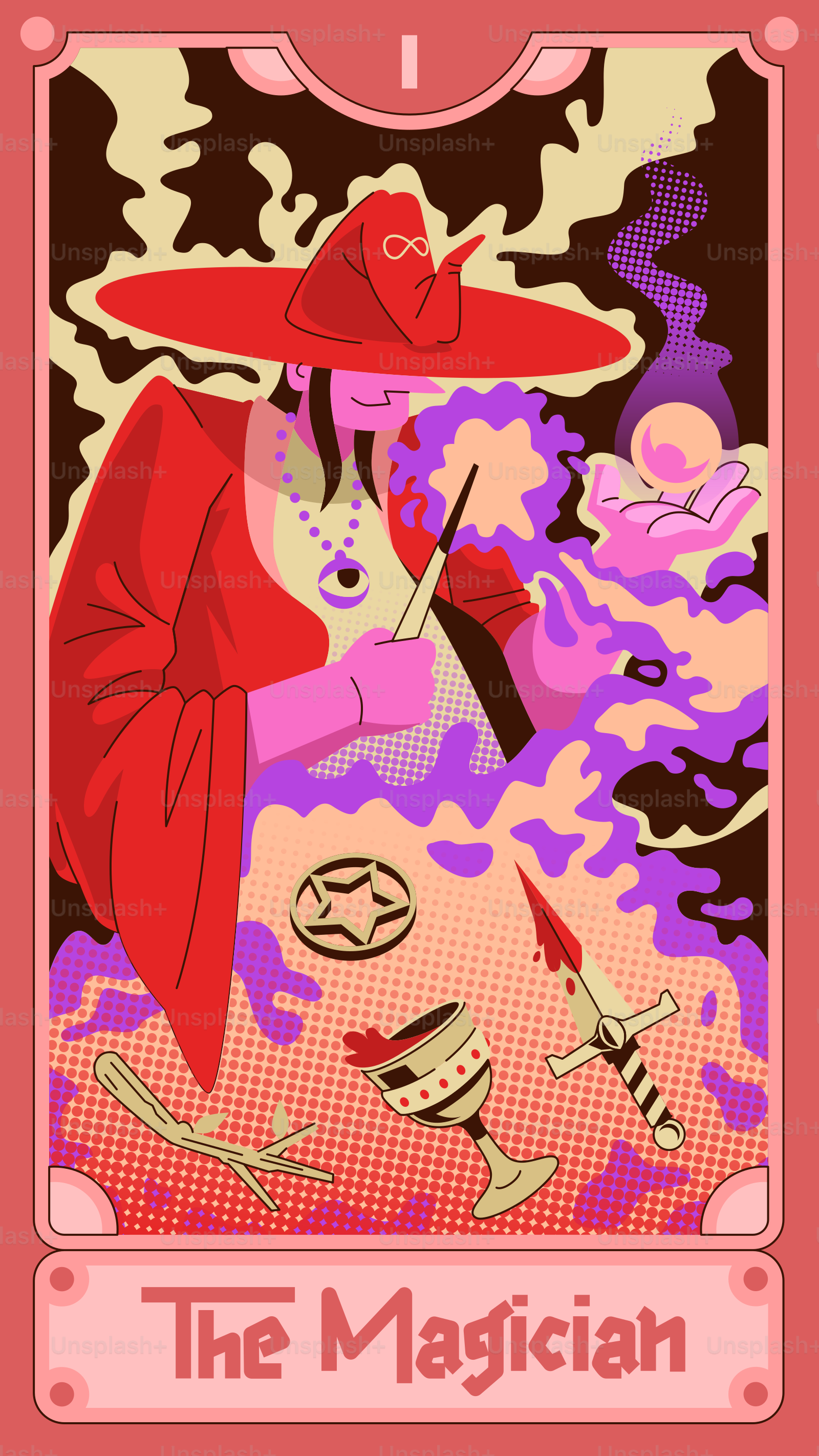 The magician tarot card depicts a person creating magic. vector ...