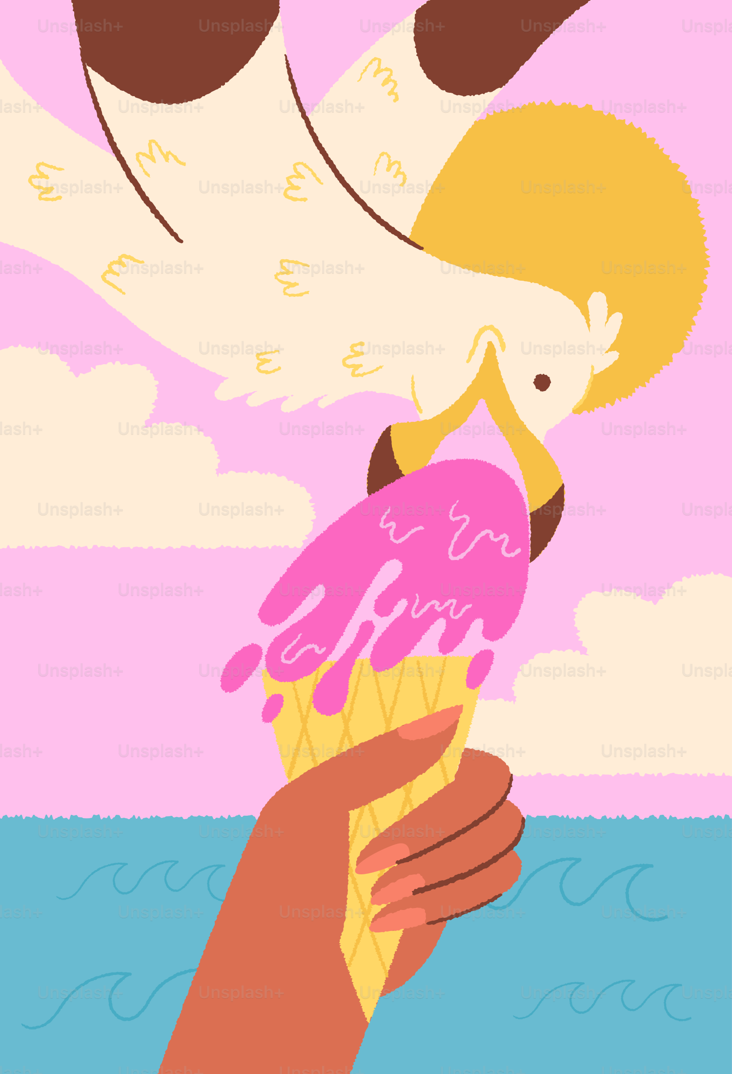 A seagull snags ice cream from a hand. vector – Summer Image on Unsplash