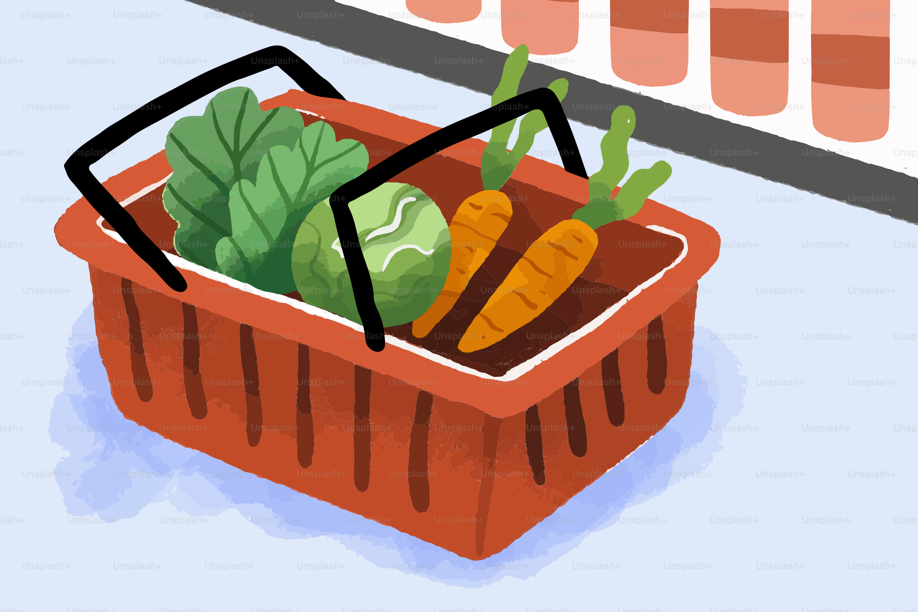 Vektor Bahan makanan termasuk ikan, hasil bumi, dan roti. – Gambar ...