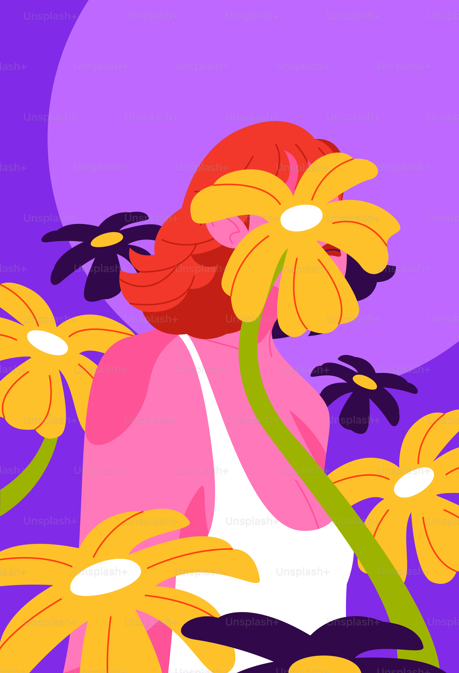 Woman among large, colorful flowers. vector – Flower Image on Unsplash