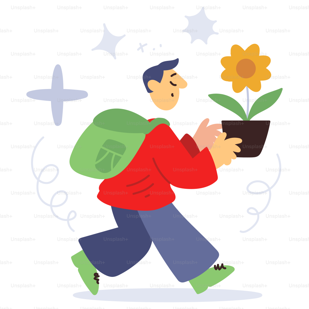 Vektor Manusia membawa tanaman sambil berjalan. – Gambar Bunga di Unsplash