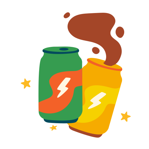 Vektor Dua kaleng soda warna-warni ditampilkan dengan ledakan. – Gambar ...