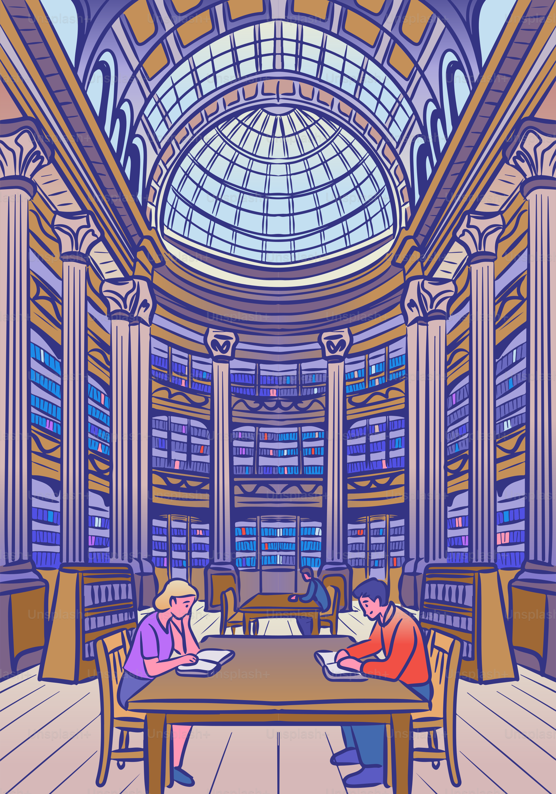 People are reading and enjoying coffee in a cozy cafe. vector – Books ...