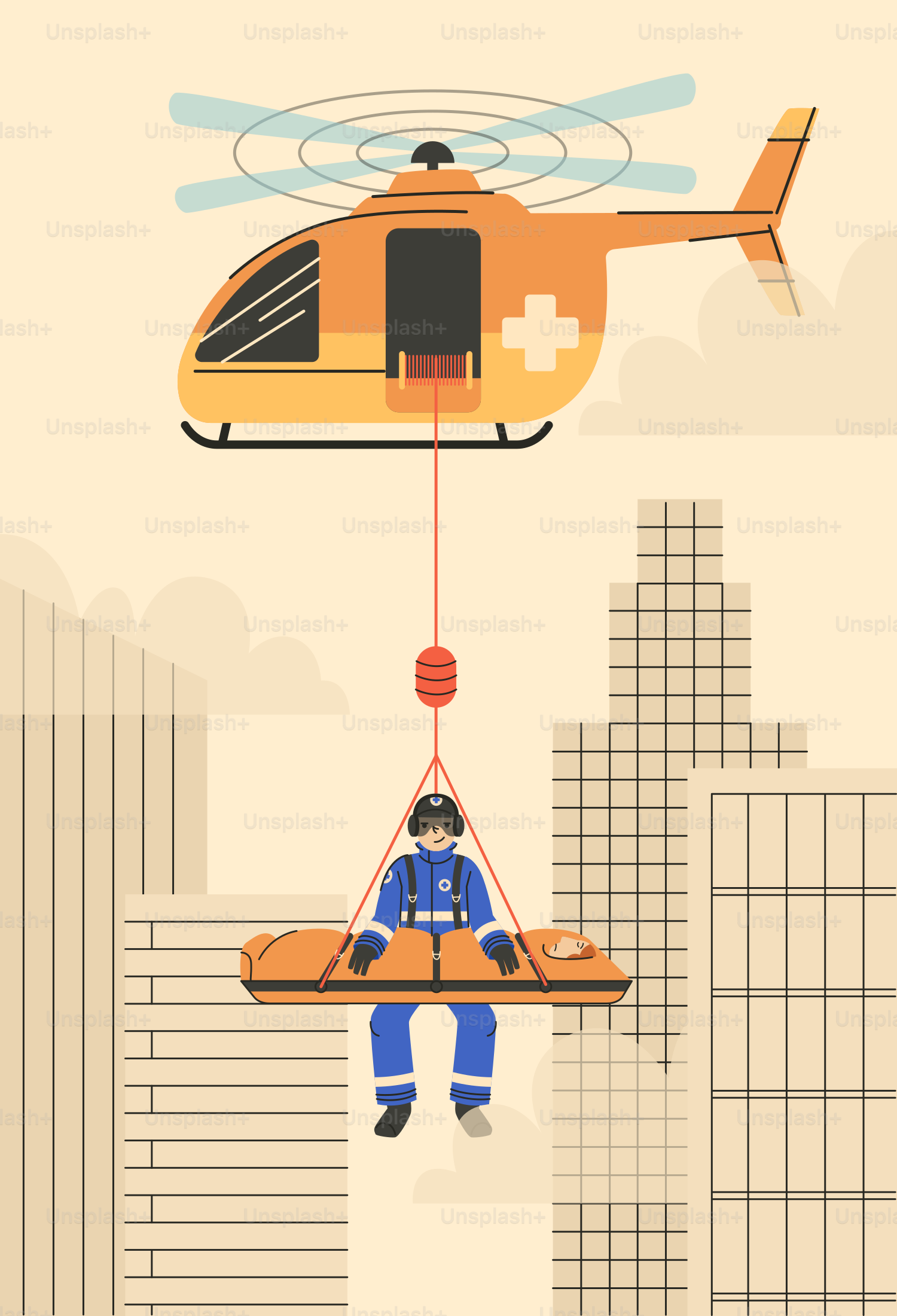 Paramedic gives chest compressions to a patient. vector – Illustration ...