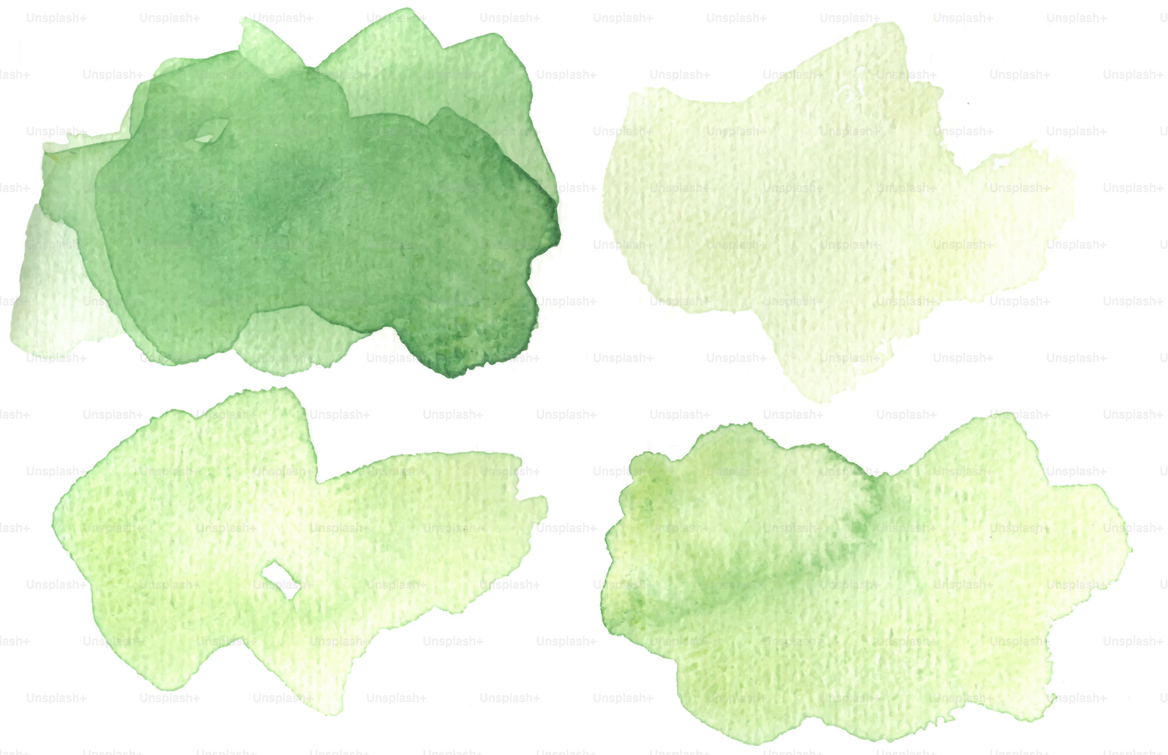 Green watercolor brush strokes on a white background. vector – Texture ...