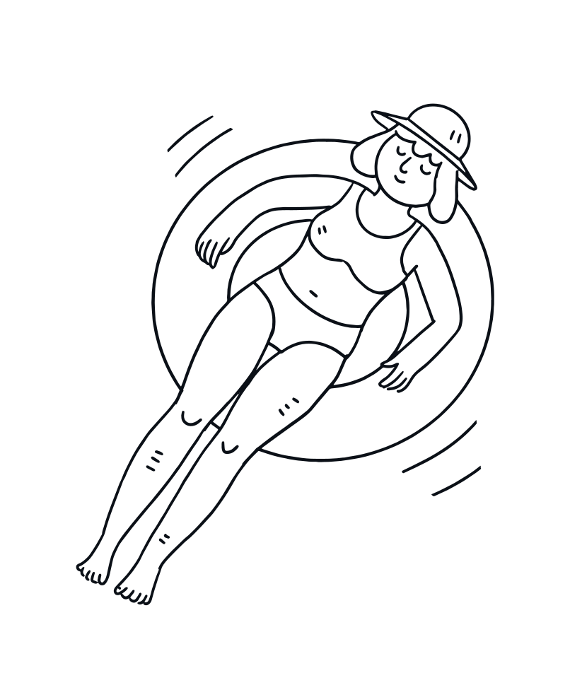 Woman floats on an inner tube in the water. vector – Illustration Image ...