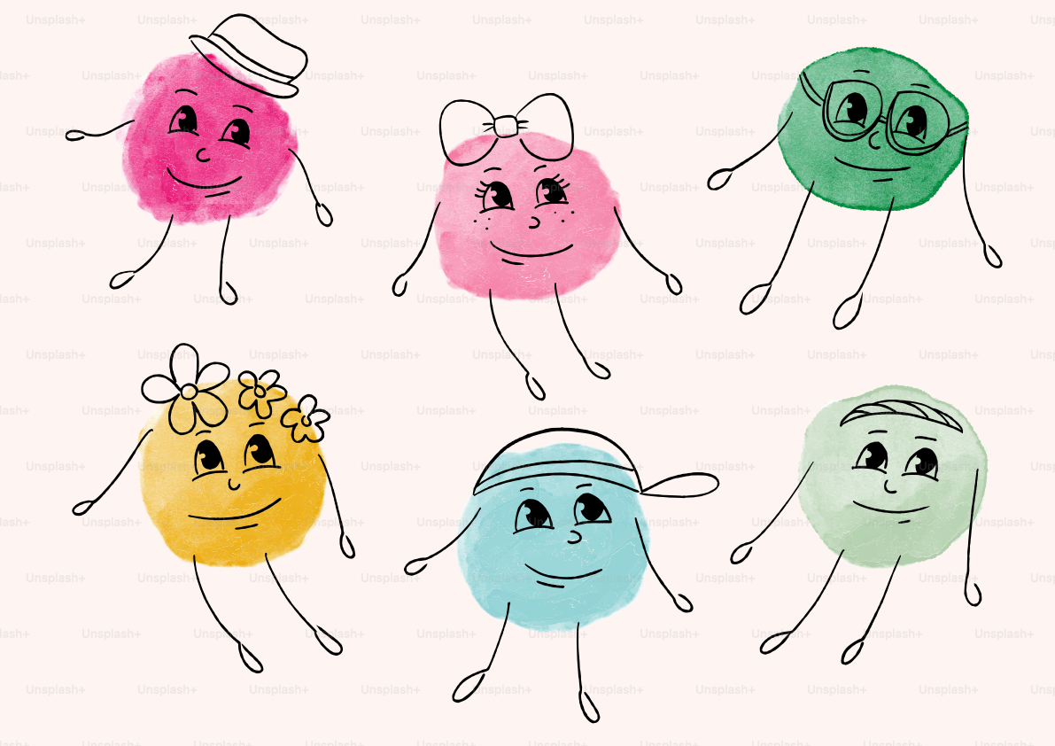 Cute, colorful characters are drawn and ready to play! vector – People ...