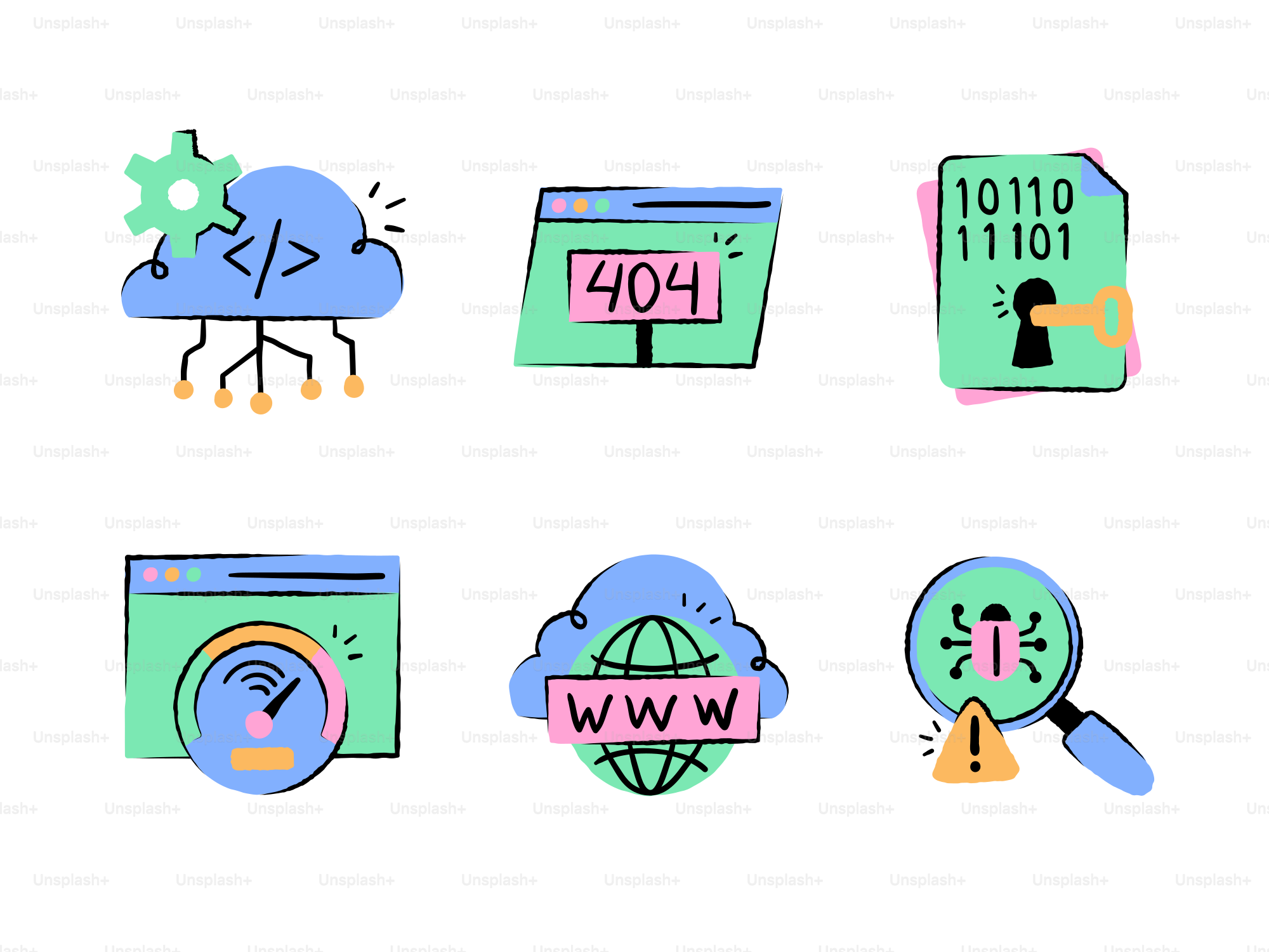 Website development icons and symbols are shown. vector – Technology ...