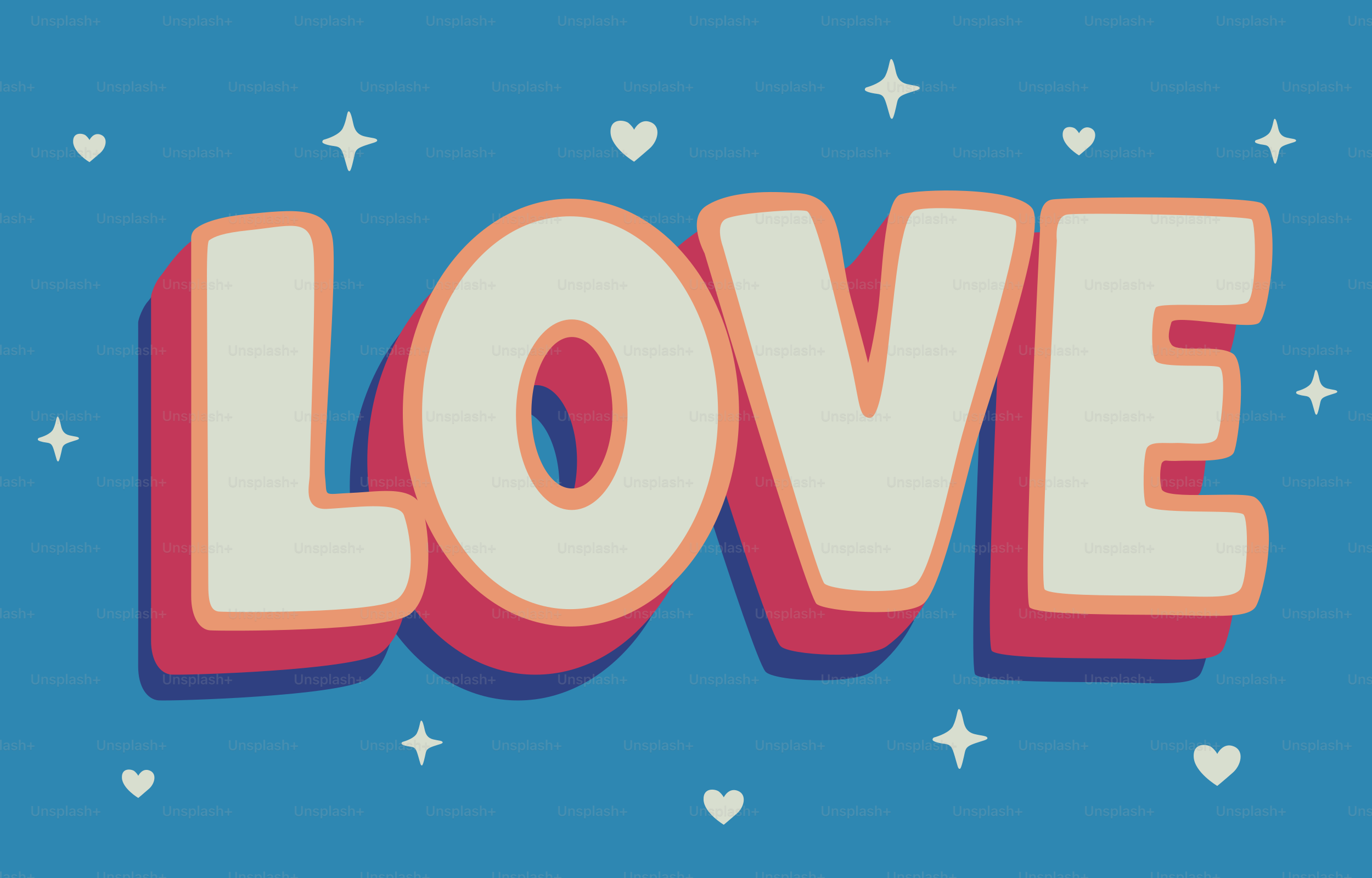 Love, in vibrant, colorful letters with a blue background. vector ...