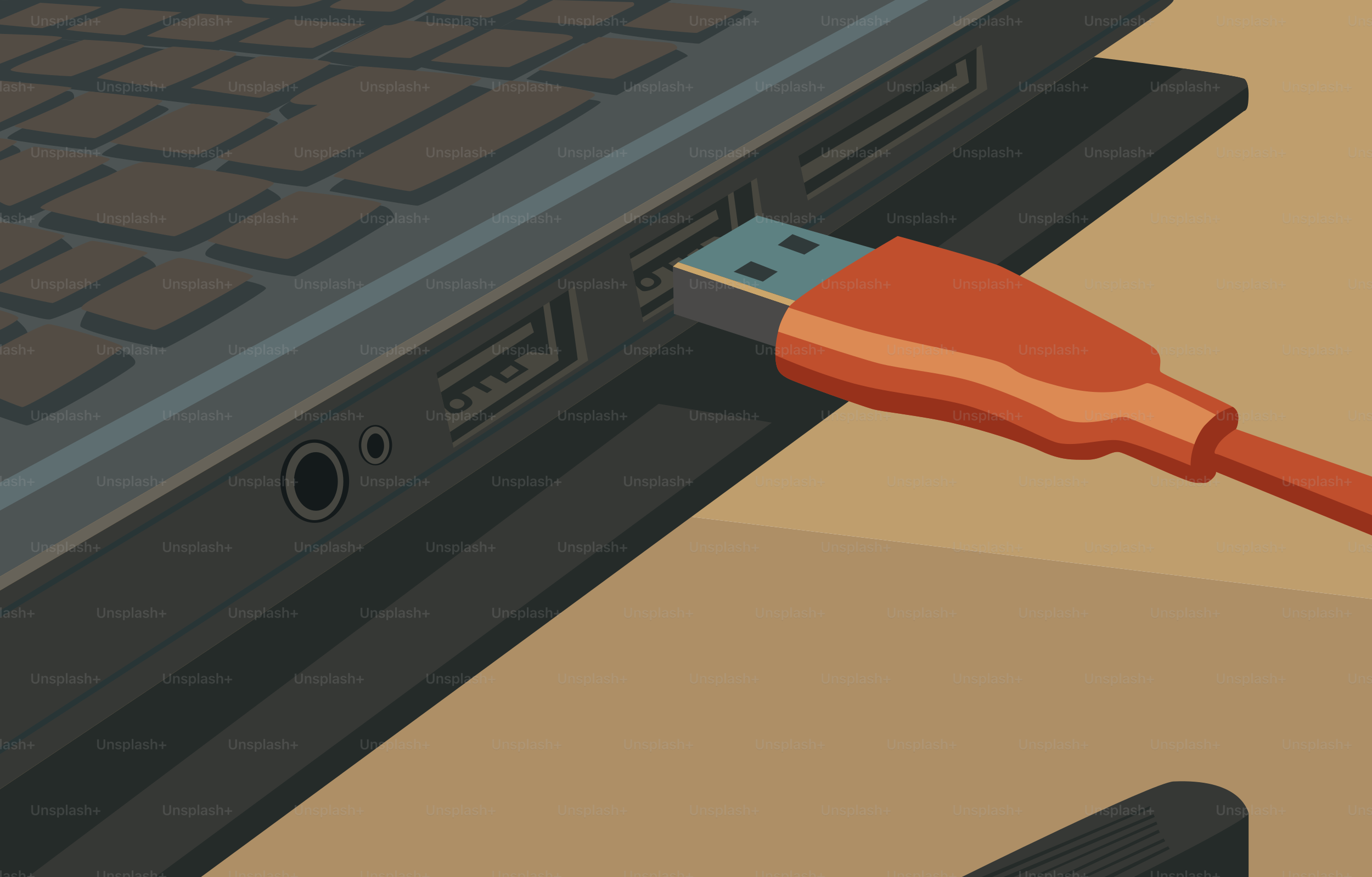 Usb cable is plugged into a laptop. vector – Data Image on Unsplash