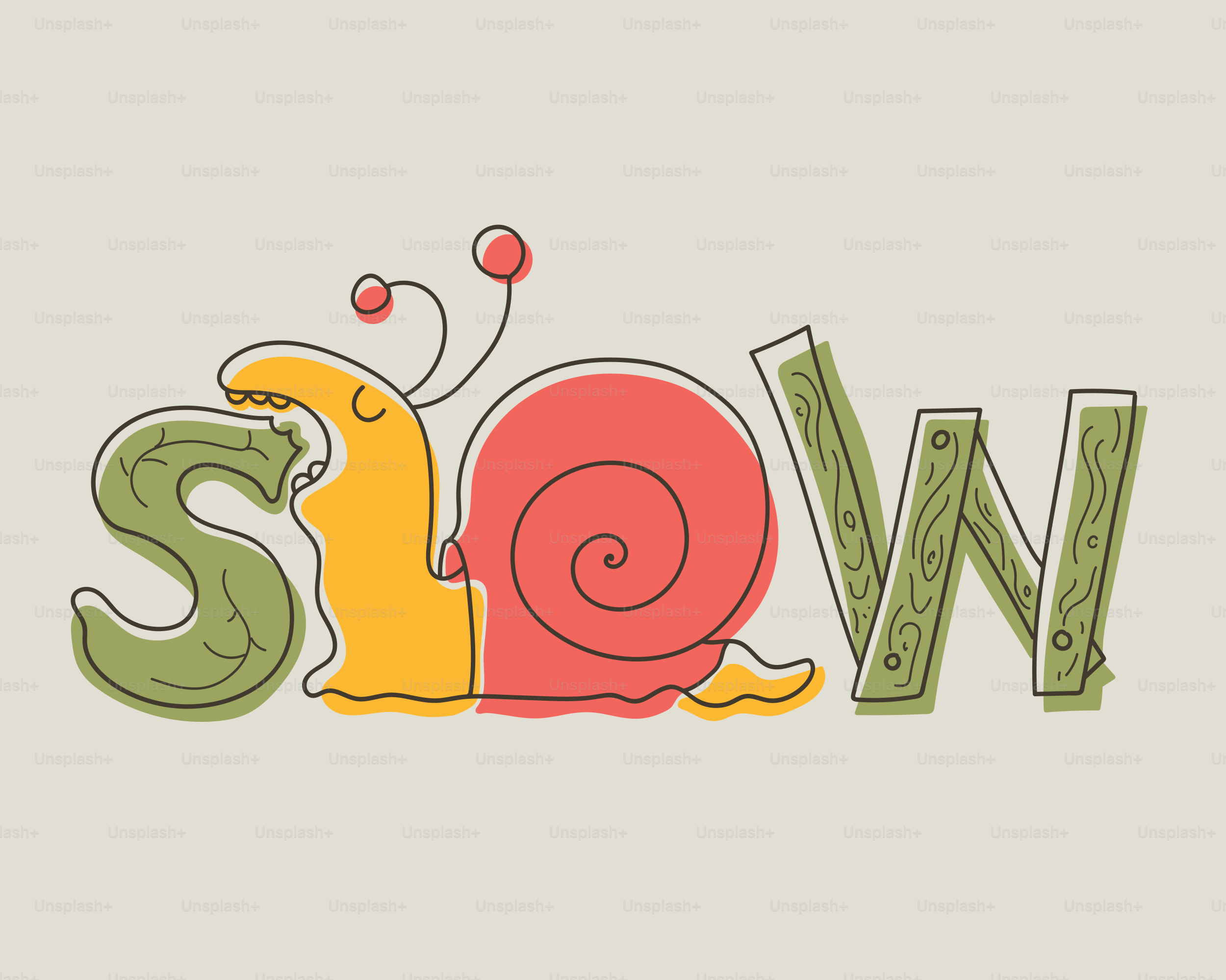 A snail eats the word "slow" one letter at a time. vector – Animal ...