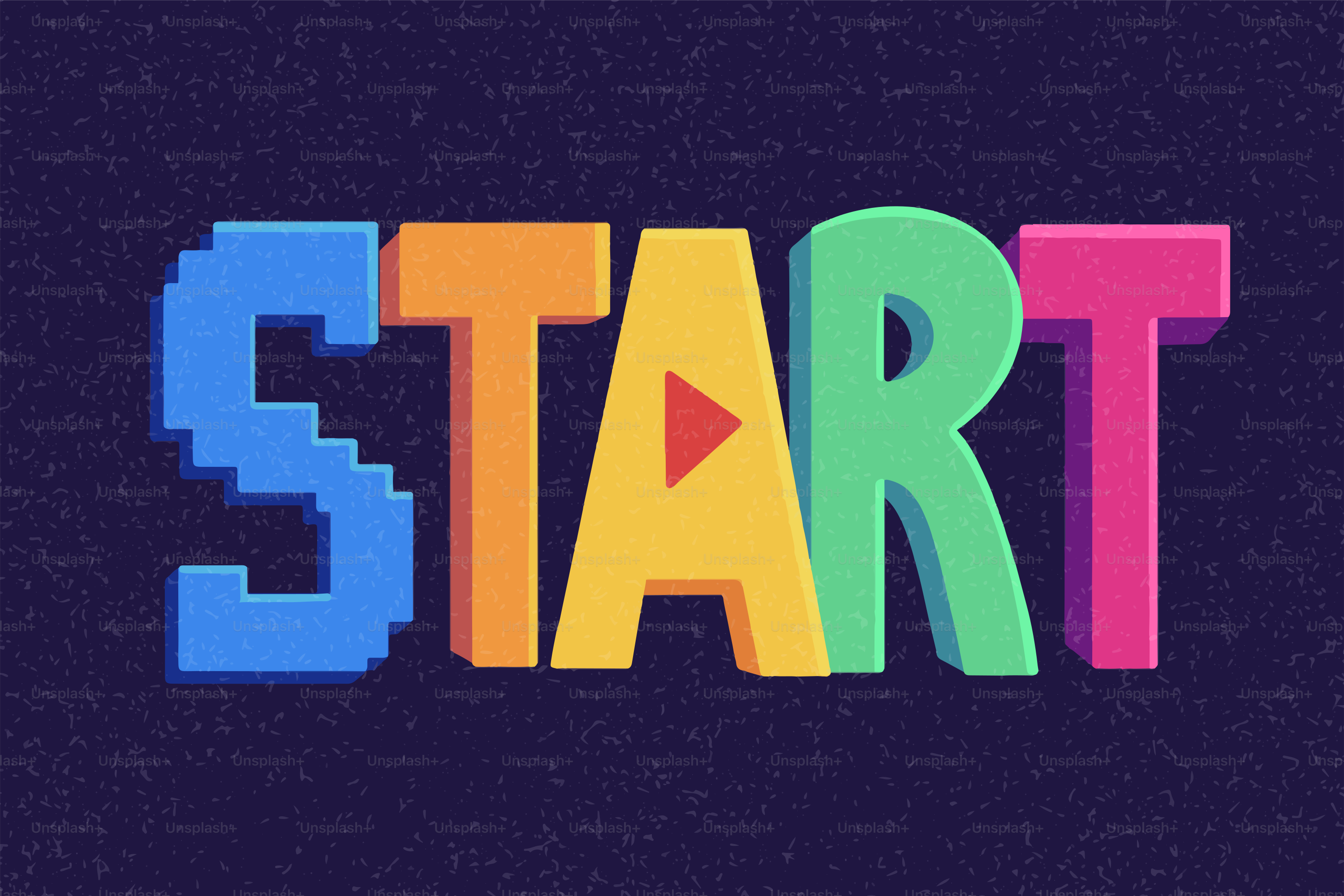 The word "start" in colorful block letters. vector – Illustration Image ...