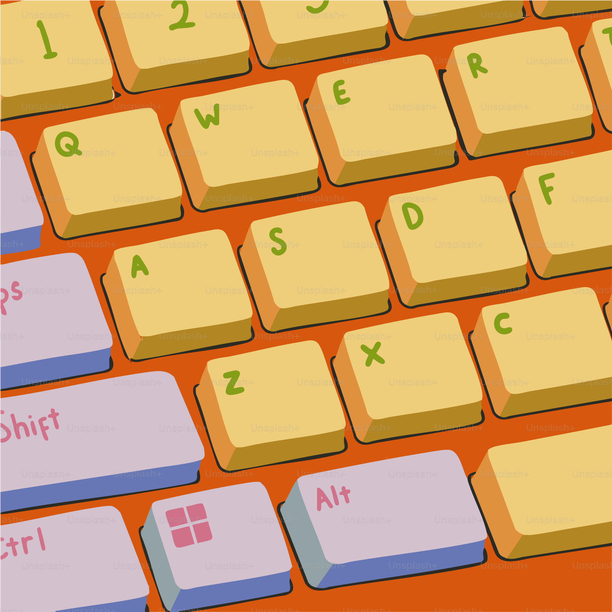 Here is a possible caption: keyboard keys are displayed in an artistic ...