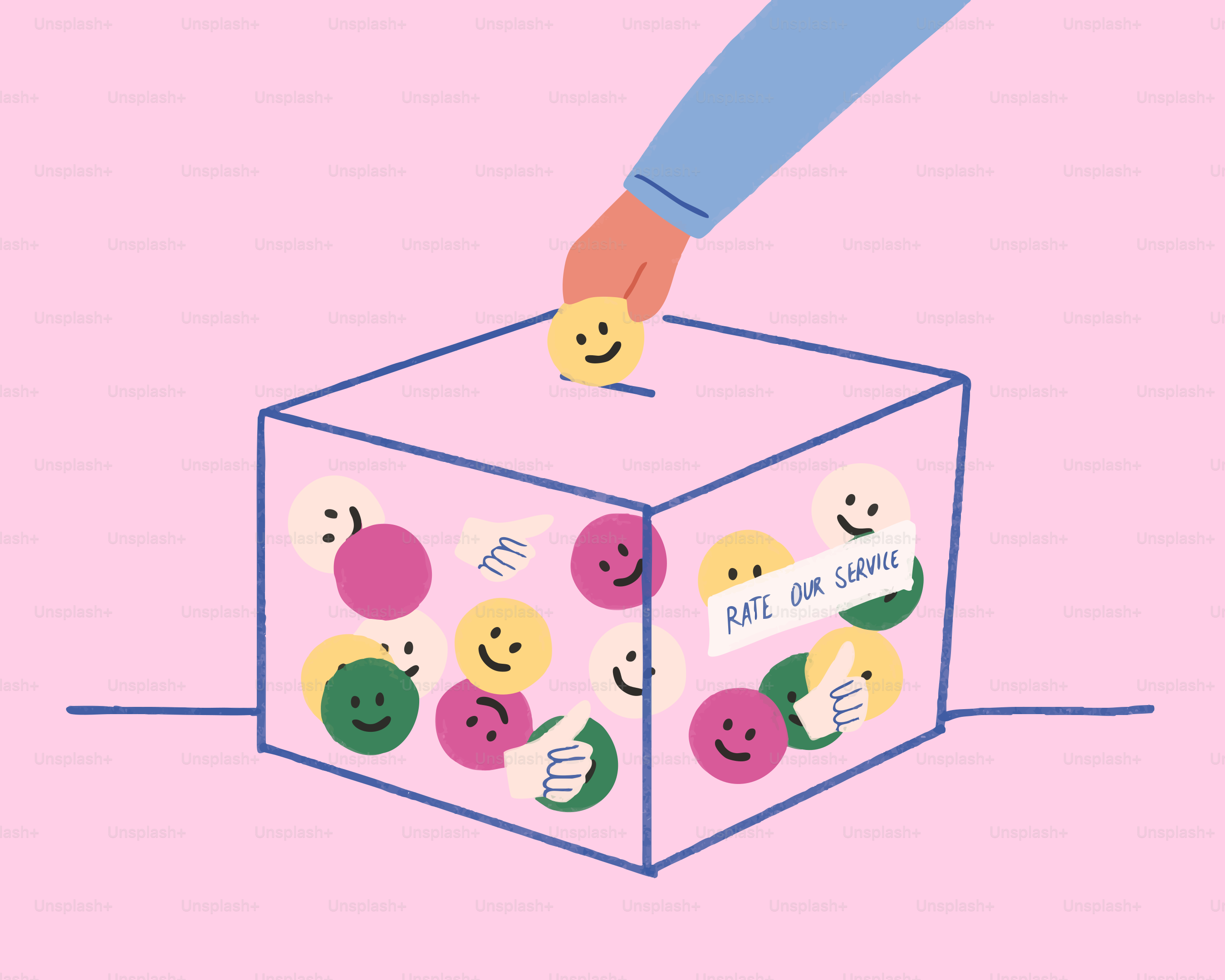 Someone is submitting positive feedback to a box. vector – Illustration ...