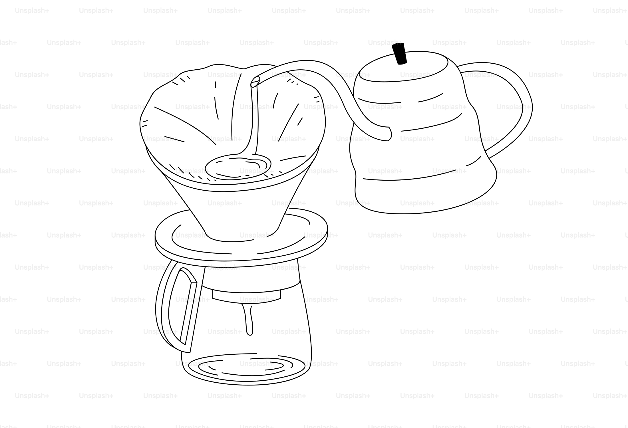 Café vertido que se prepara con una tetera. vector – Imagen de ...