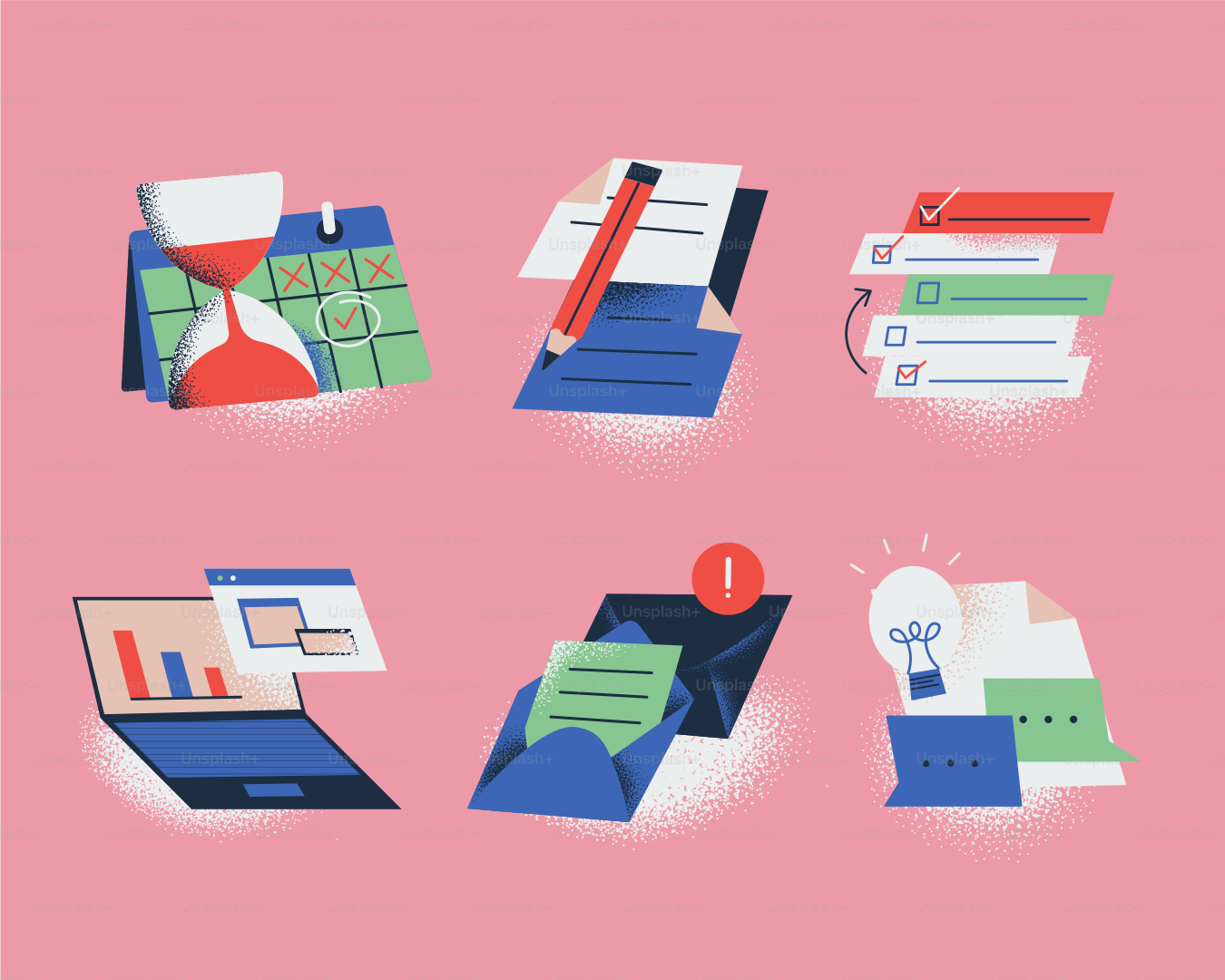 Here are a few options: * various business and planning icons displayed ...