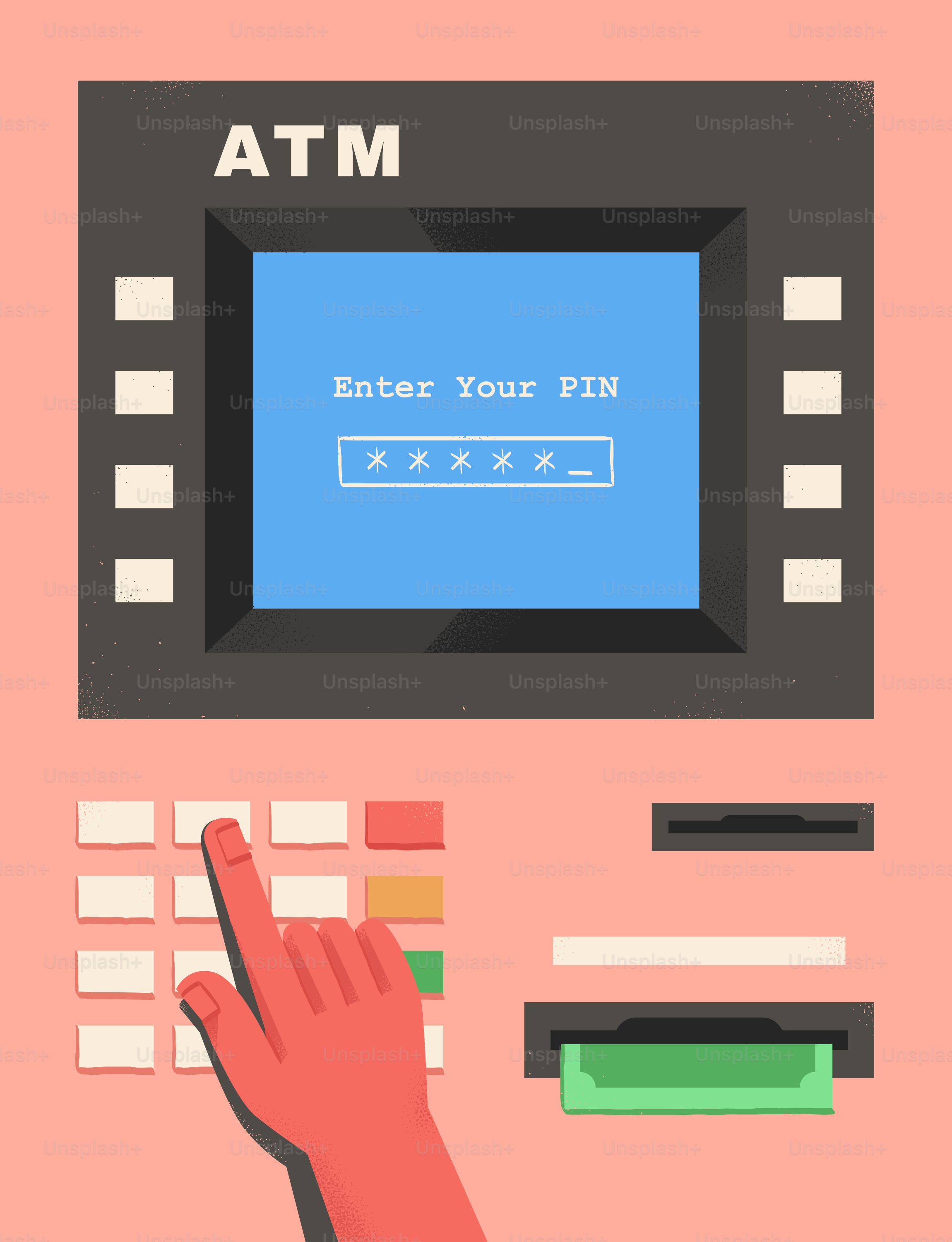 A hand enters a pin at an atm. vector – Business Image on Unsplash