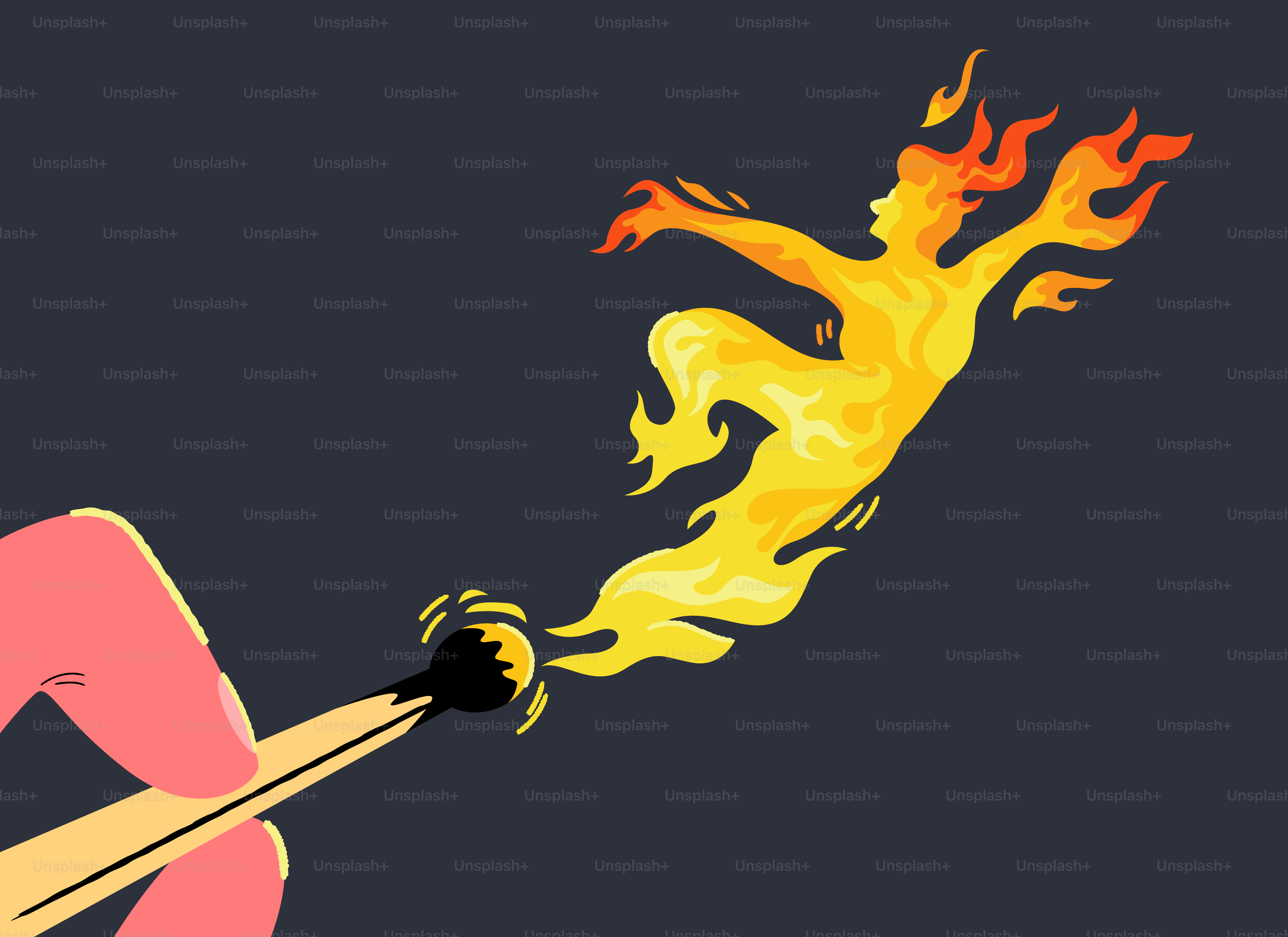 Vektor Sosok yang terbuat dari api yang melompat dengan latar belakang ...