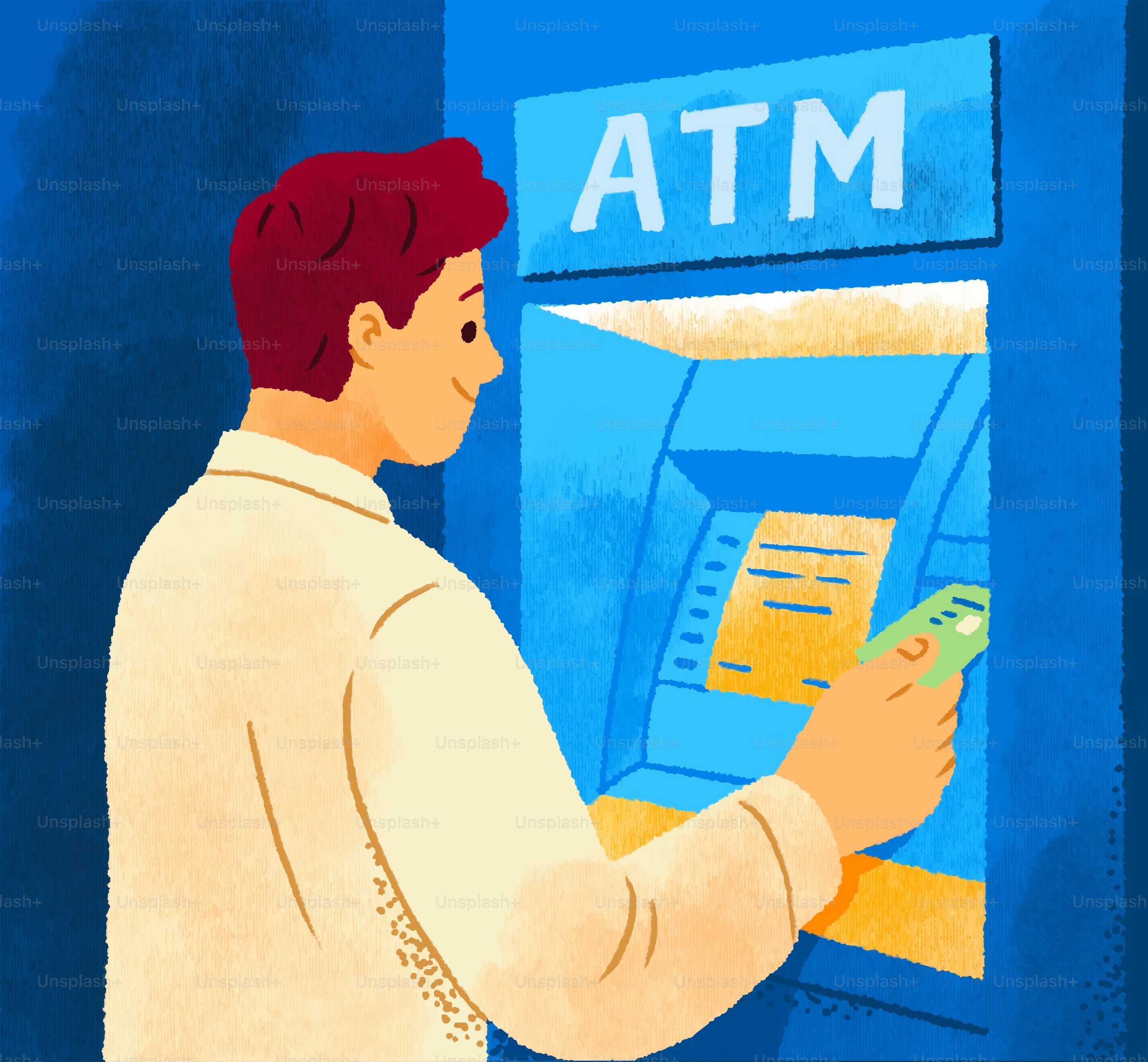 Man using atm with a mobile phone vector – Money Image on Unsplash