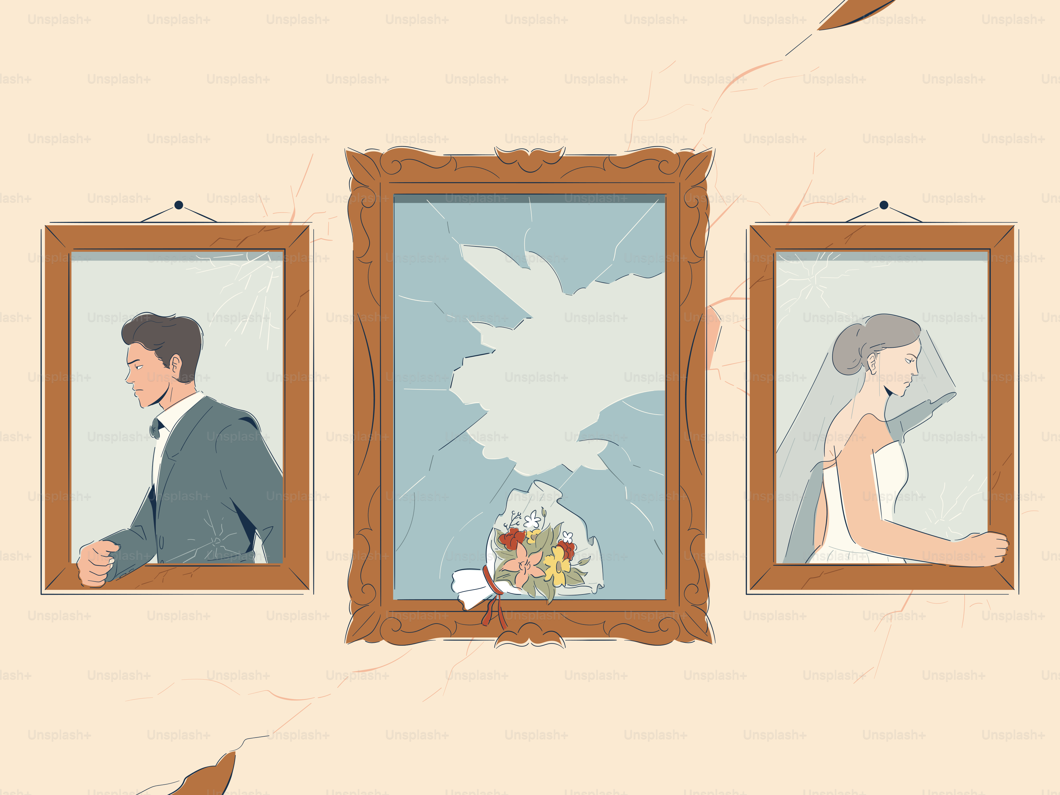 Couple separated by broken wedding ring vector – Illustration Image on ...