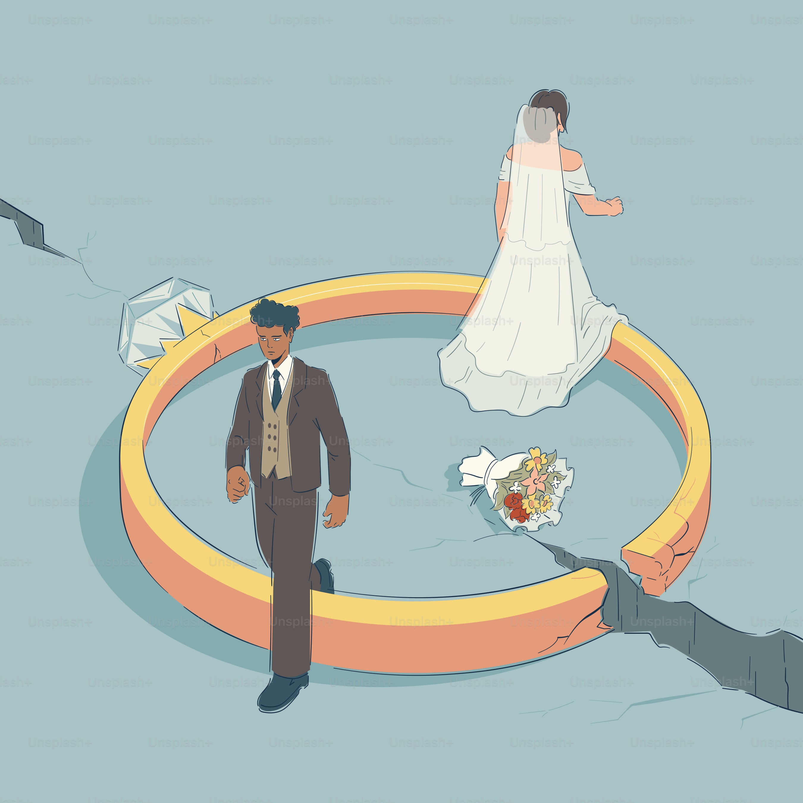 Couple separated by broken wedding ring vector – Illustration Image on ...