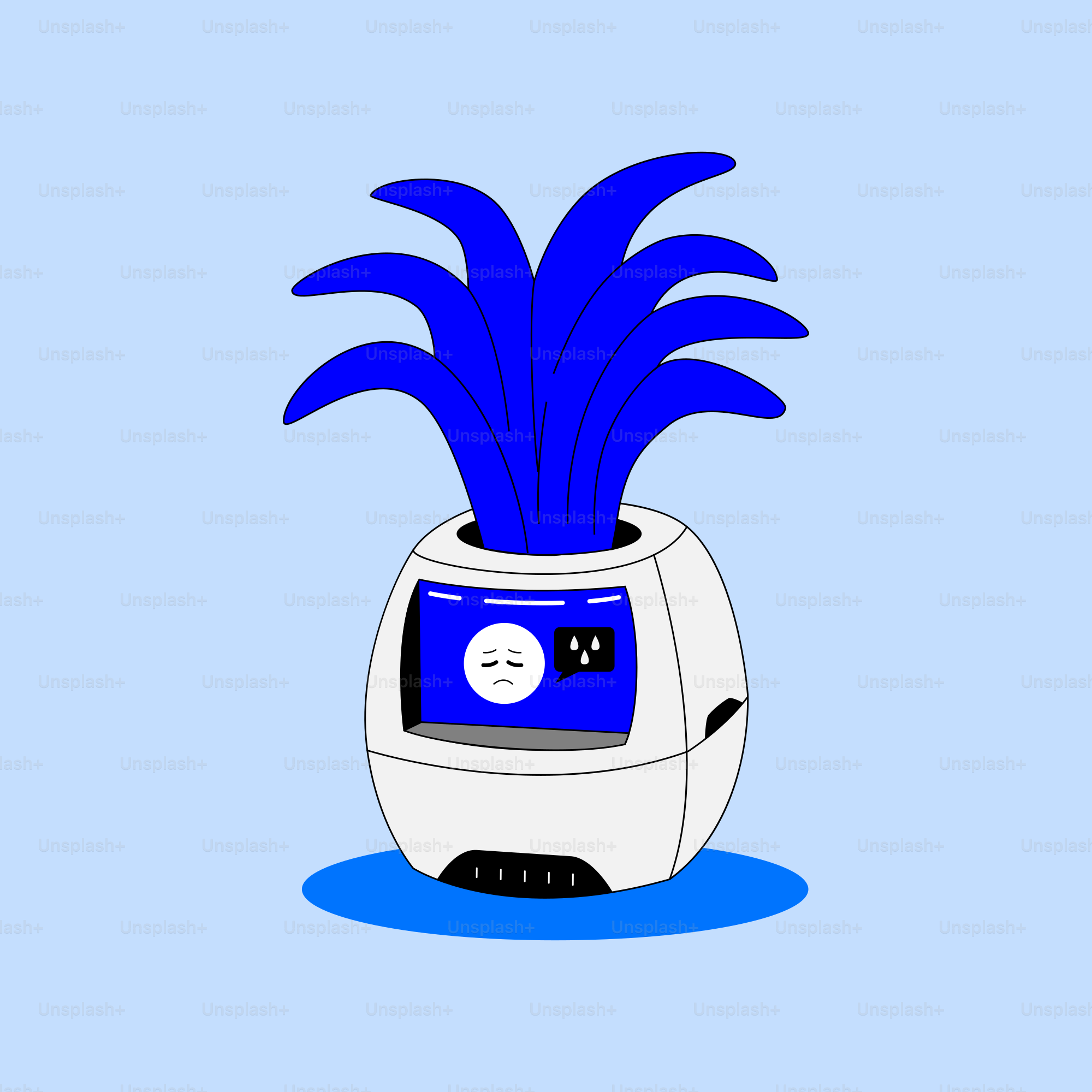 A futuristic robot with a sad face on screen. vector – Technology Image ...