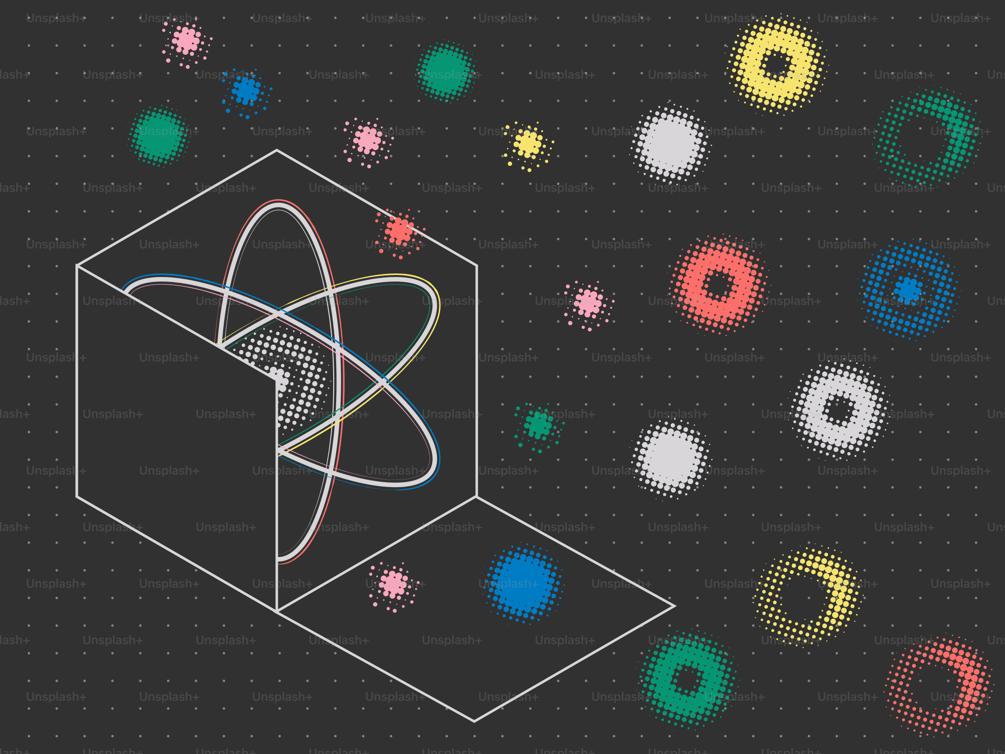 Abstract atom model emerging from a cube vector – Illustration Image on ...
