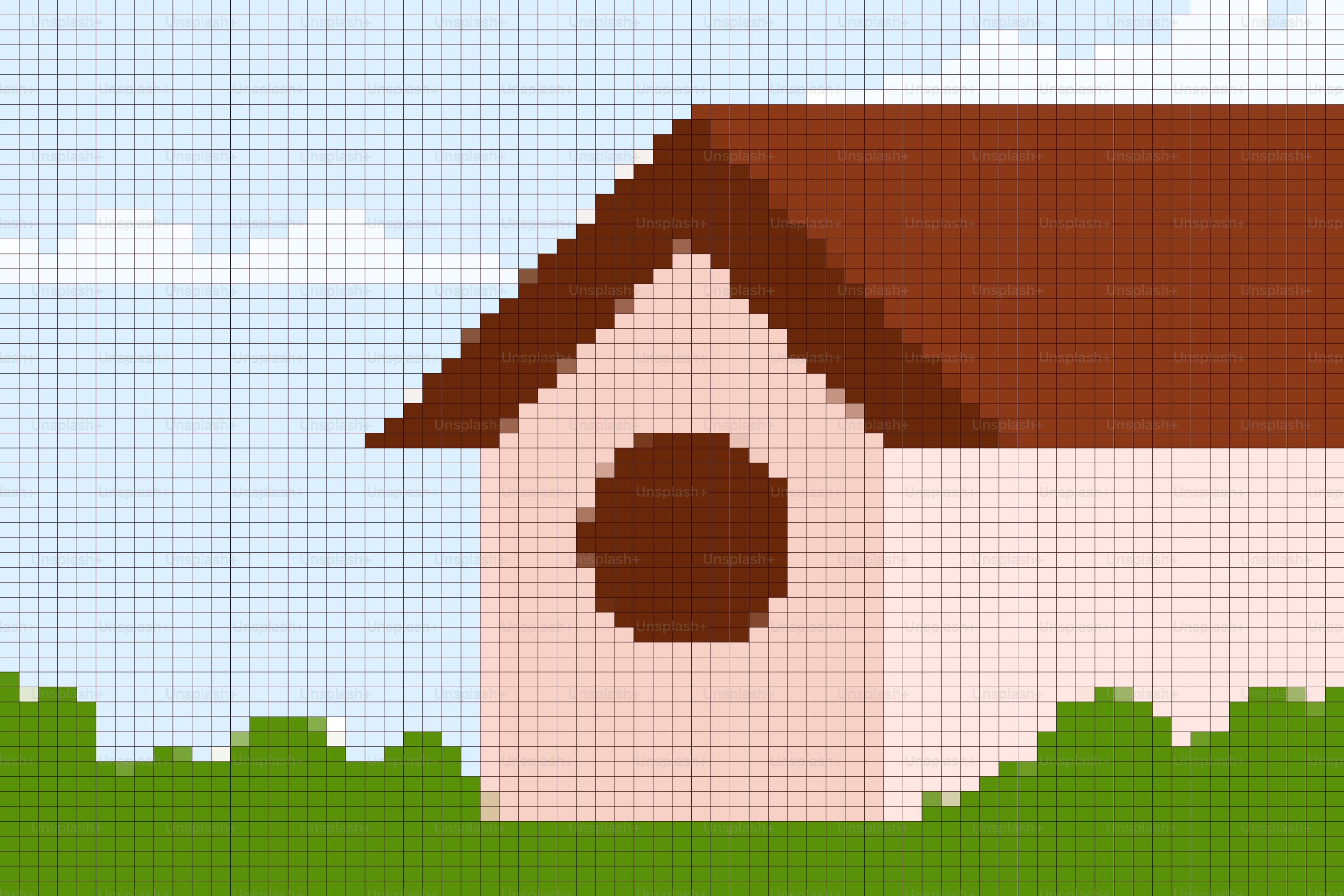 Pixelated house with a circular window on grid vector – Art Image on ...