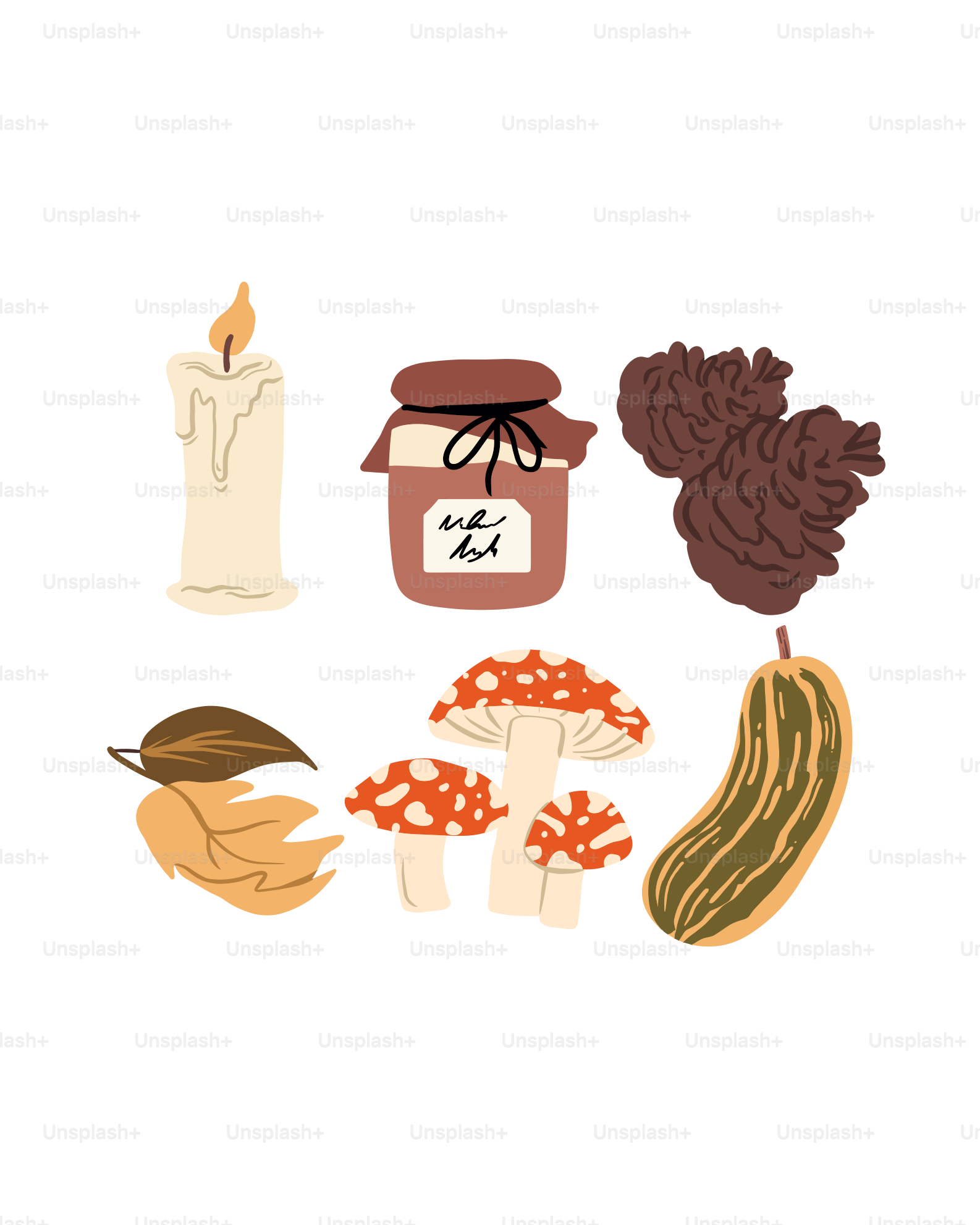 Elementos botánicos otoñales con hojas y vainas de semillas vector ...