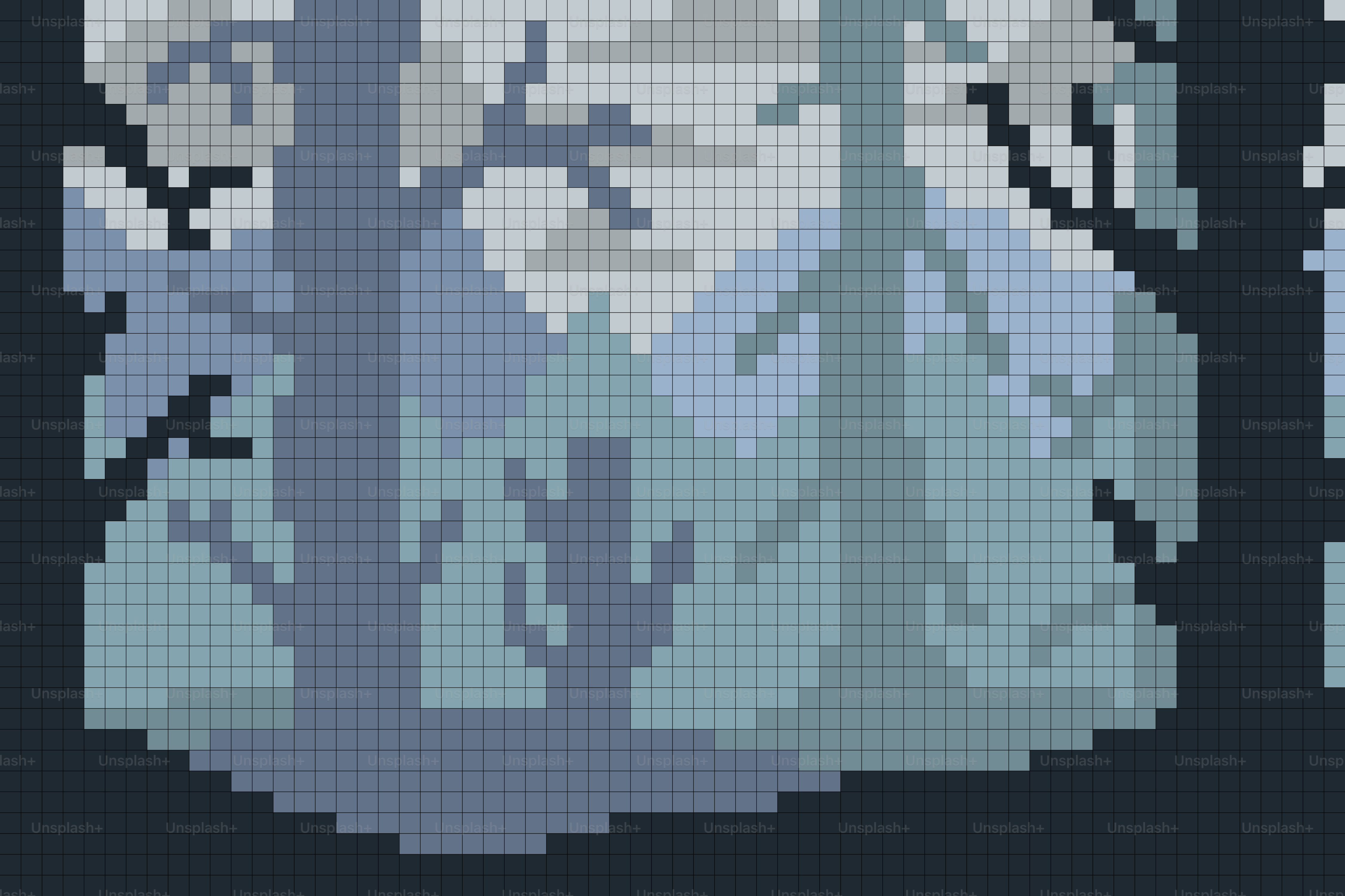 Escena de bosque pixelada con tonos azules y grises apagados. vector ...