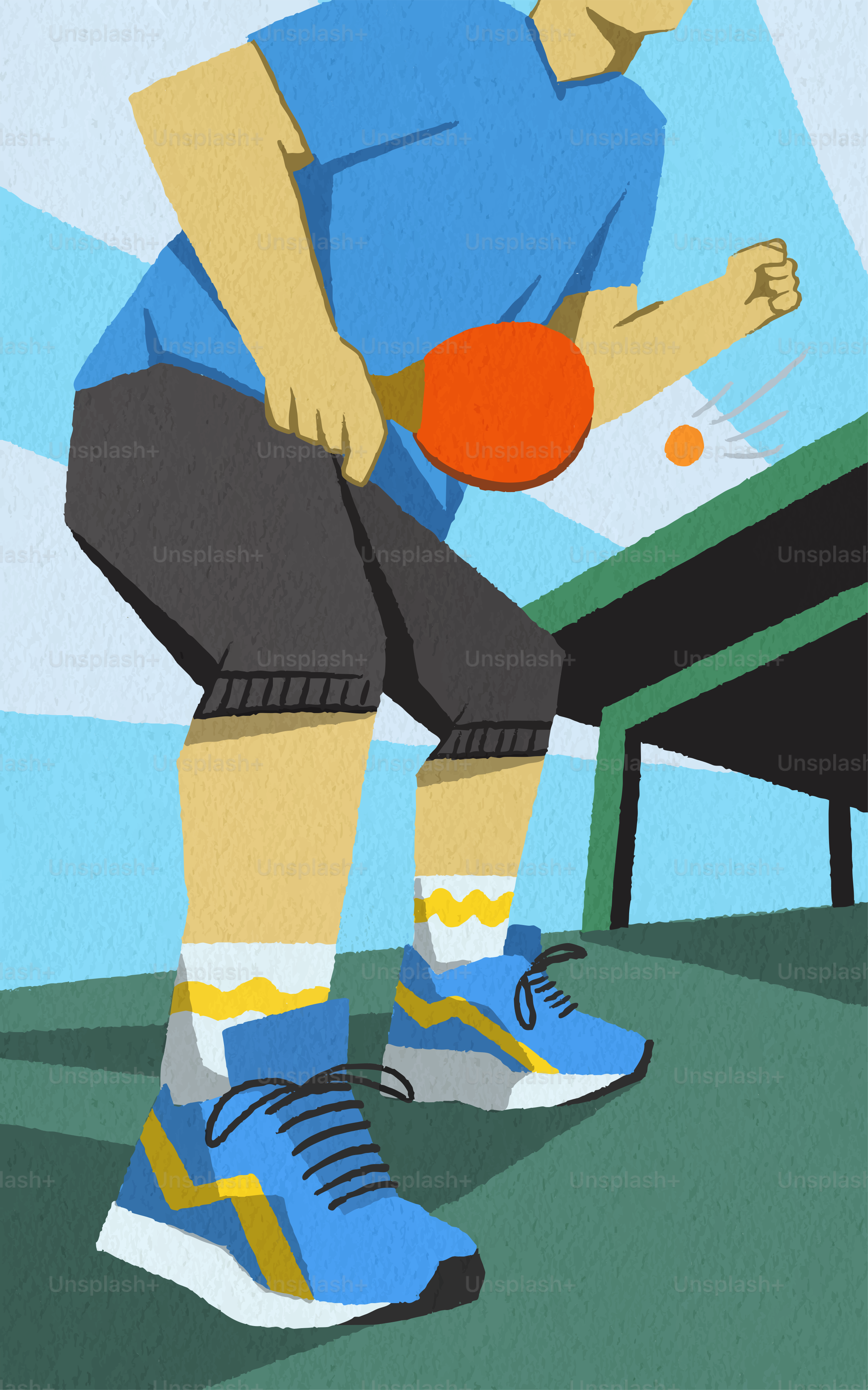 Persona che gioca a ping pong con una racchetta e una paletta arancione ...