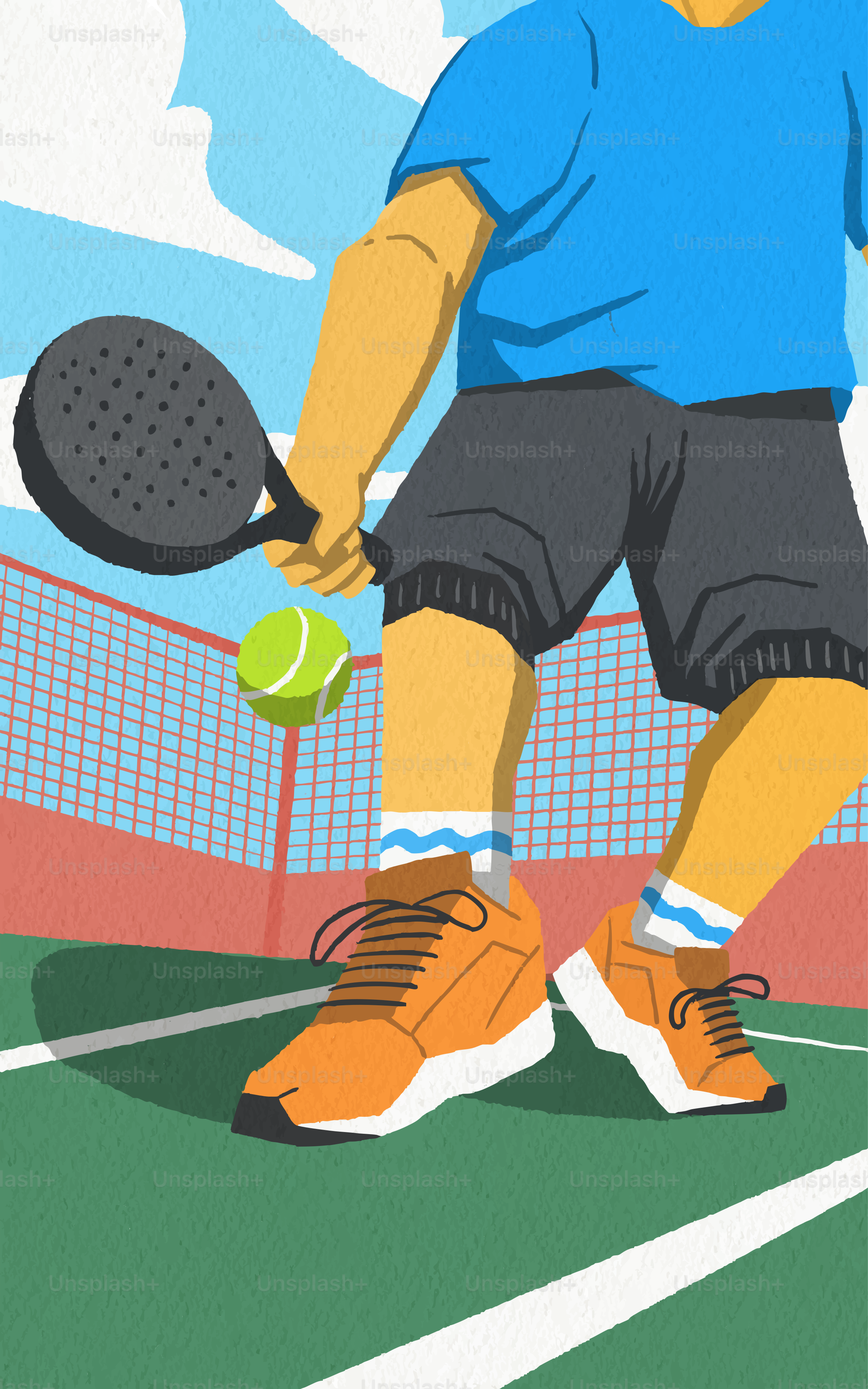 Persona che gioca a ping pong con una racchetta e una paletta arancione ...