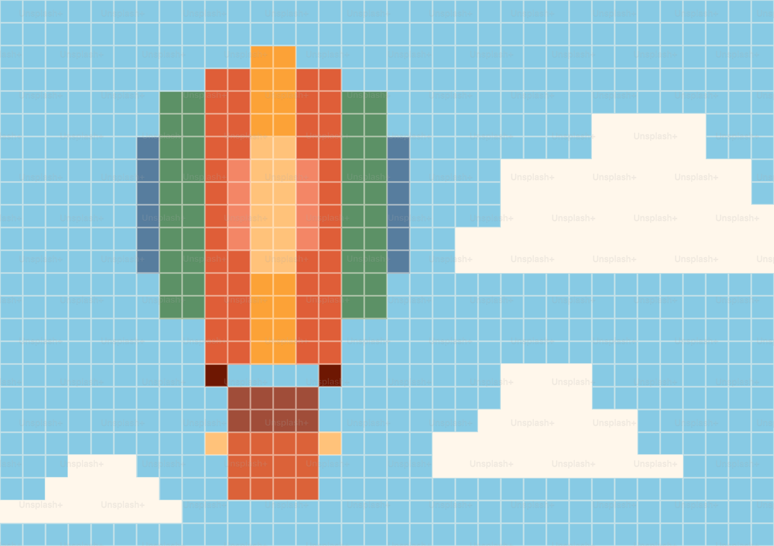 Pixel art hot air balloon flying in the sky vector – Illustration Image ...