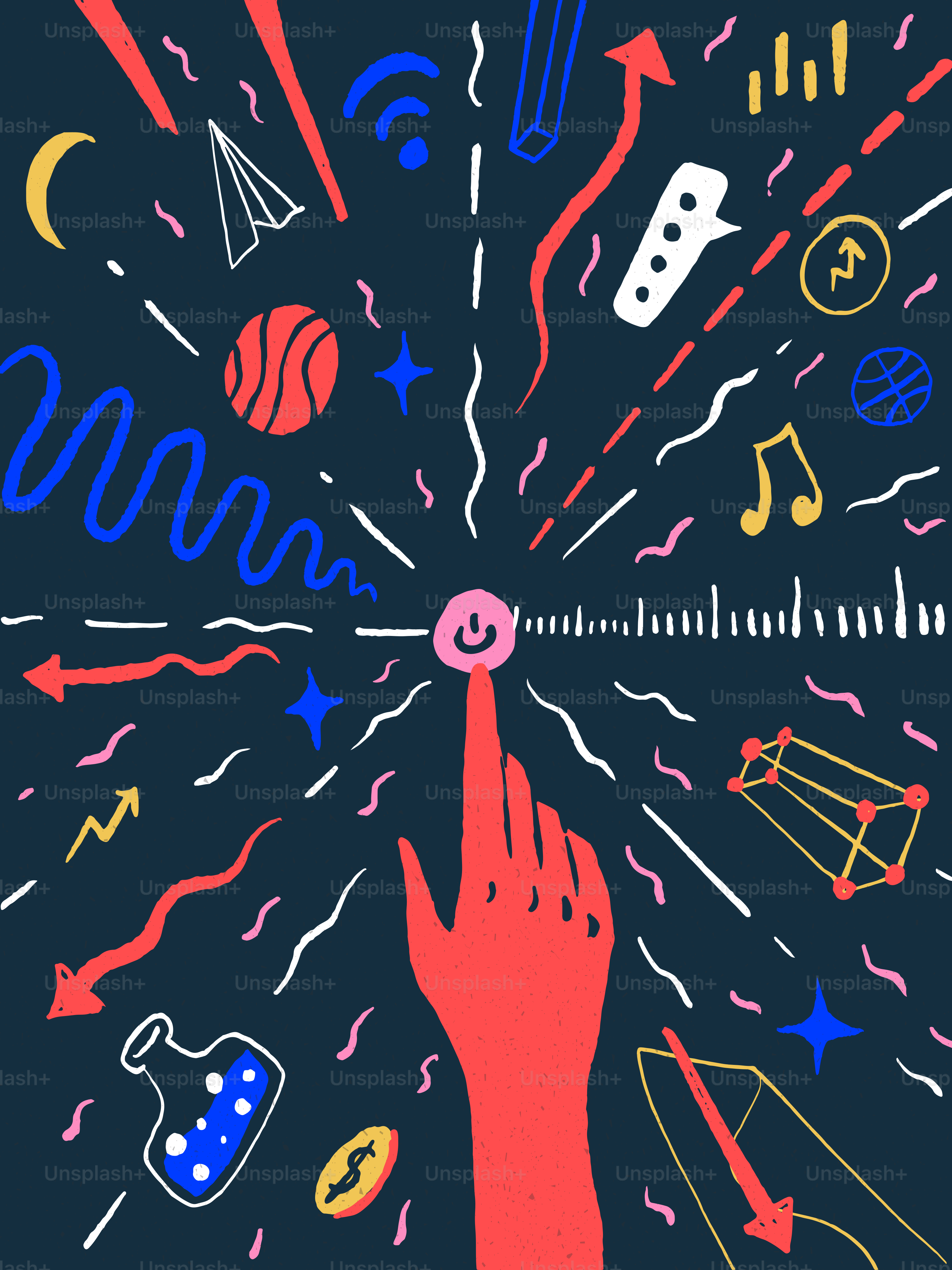 Vektor Orang yang memakai headset vr mengalami elemen realitas virtual – Gambar Teknologi di ...