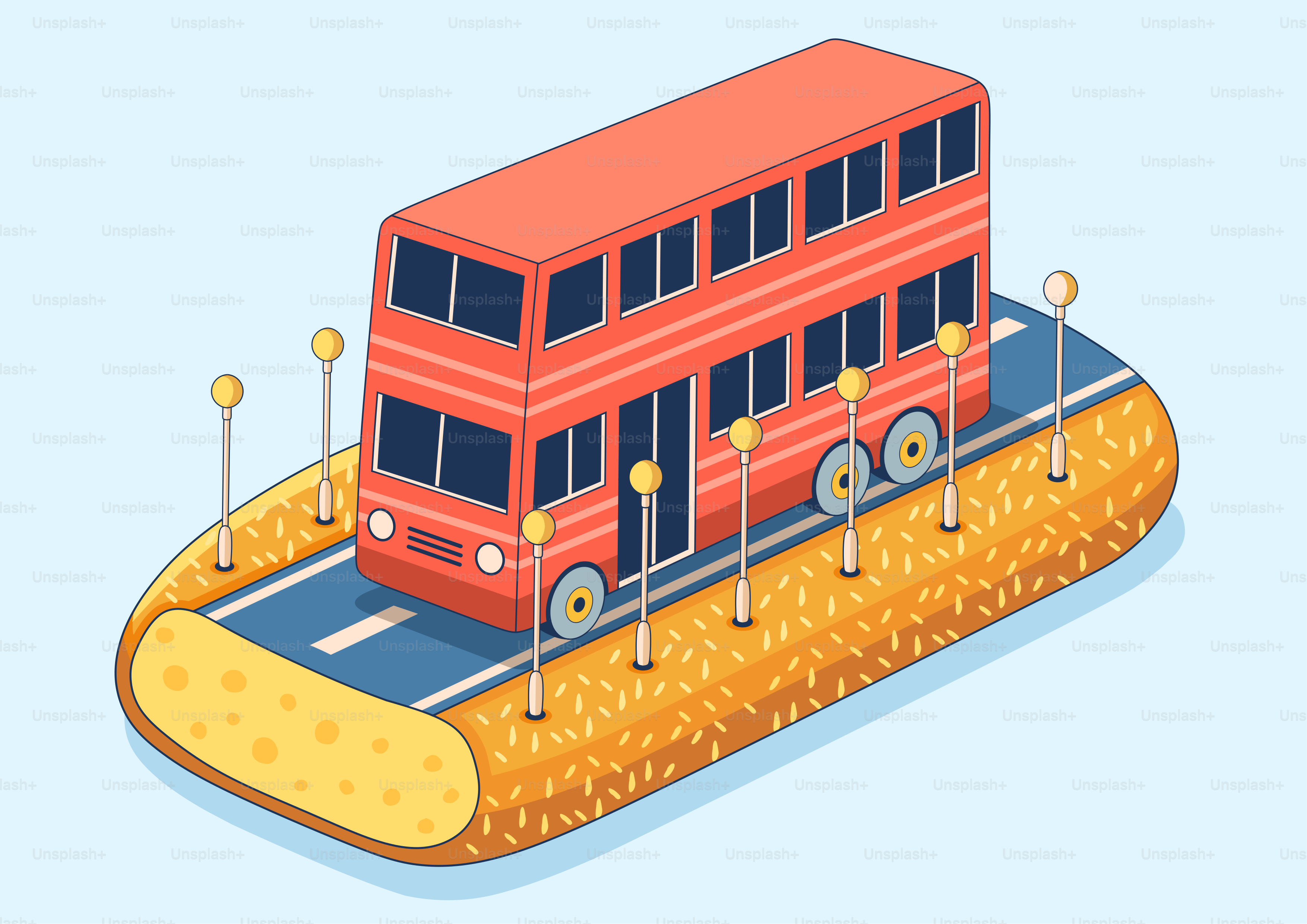 Vektor Bus bertingkat merah di pulau jalan. – Gambar Jalan di Unsplash