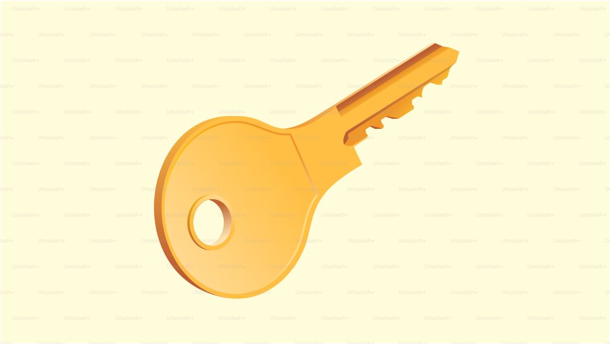 A single golden key on a light yellow background vector – Illustration ...